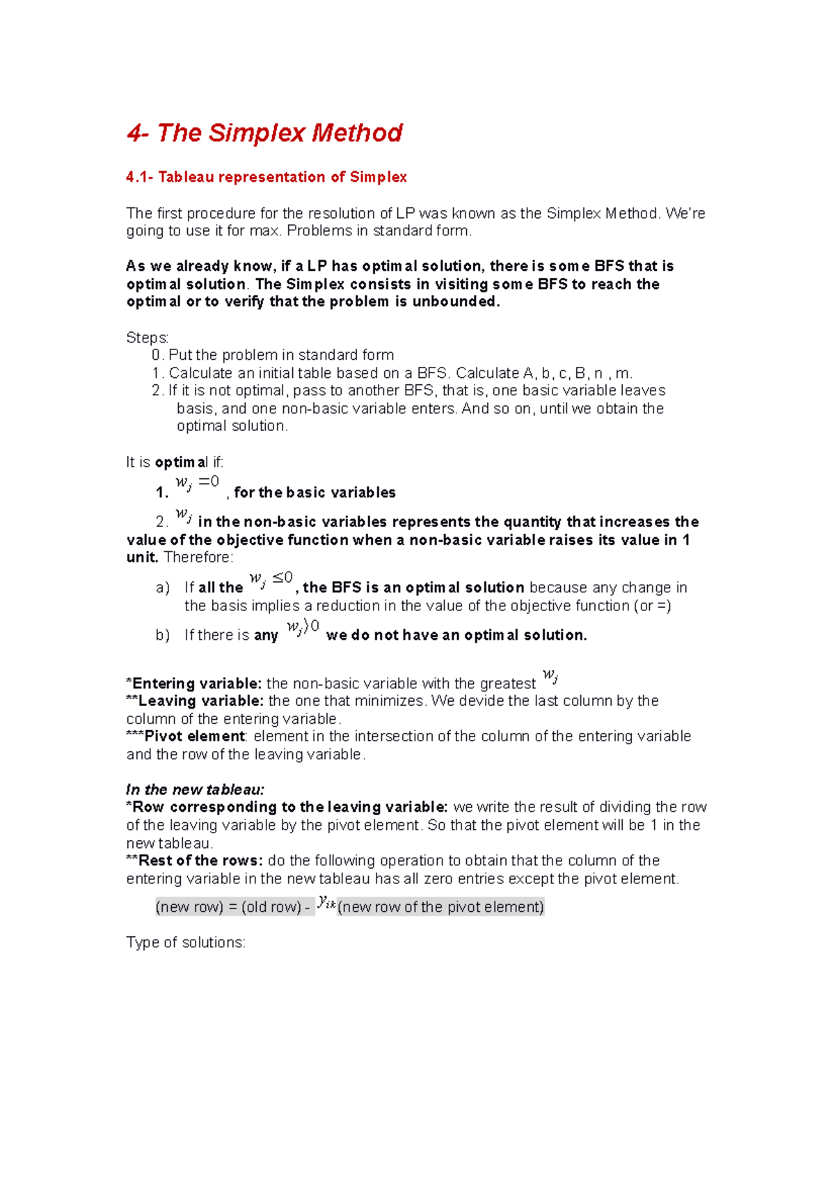 Apuntes T - 4- The Simplex Method 4- Tableau representation of Simplex ...