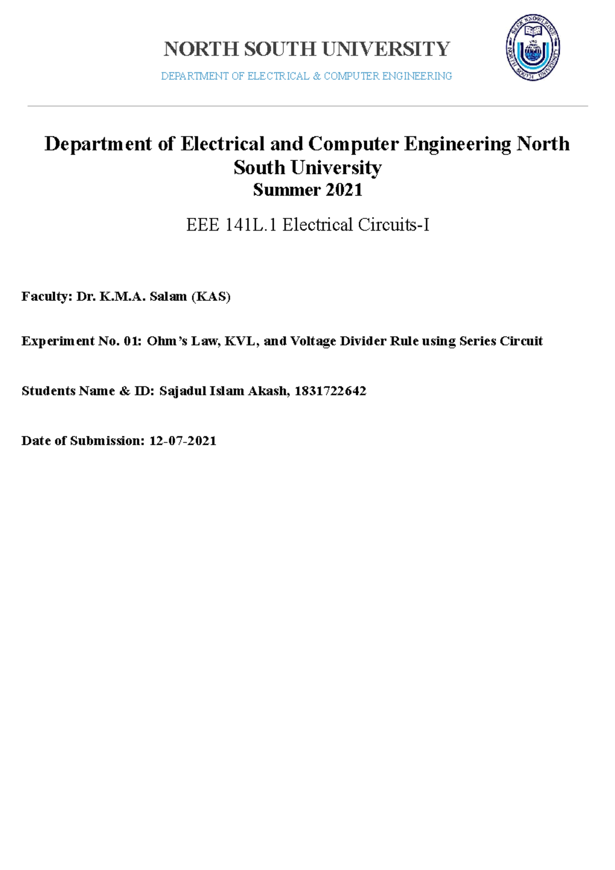Lab-01 - EEE141 Lab - Department of Electrical and Computer Engineering ...