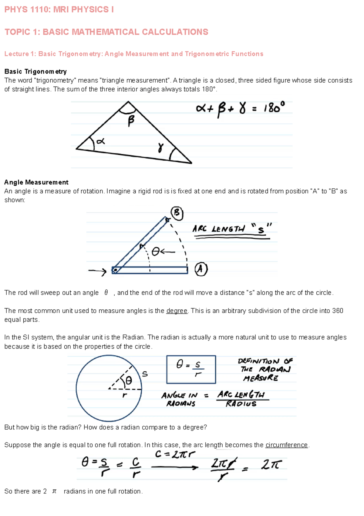 Topic 1 Lecture 1 - PHYS 1110: MRI PHYSICS I TOPIC 1: BASIC ...
