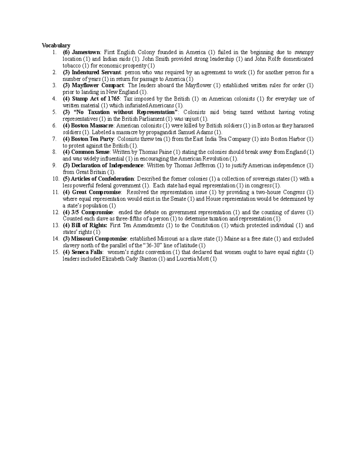 US History - Chapter 1 Vocabulary - Vocabulary 1. (6) Jamestown: First ...