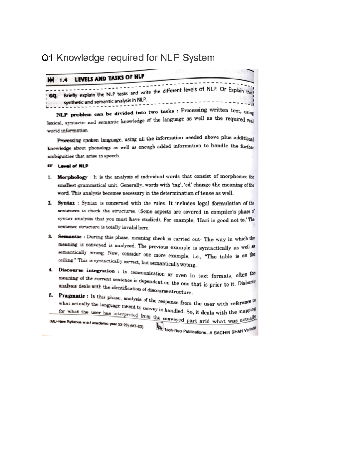 NLP 1, 2, 3 module IMP - artificial intelligence and data science - Q1 Knowledge required for ...