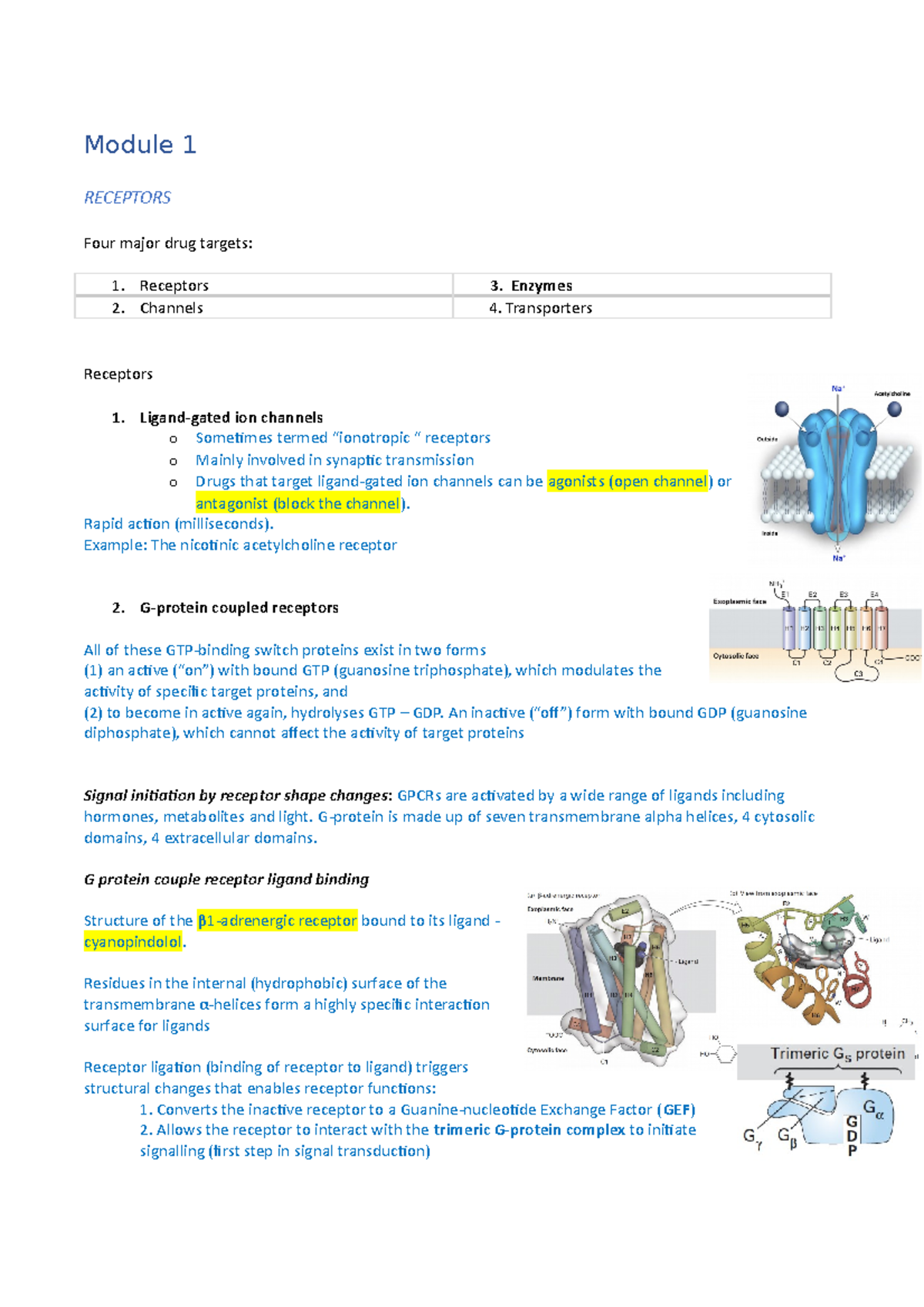 Module 1 - Module 1 RECEPTORS Four major drug targets: Receptors 3 ...