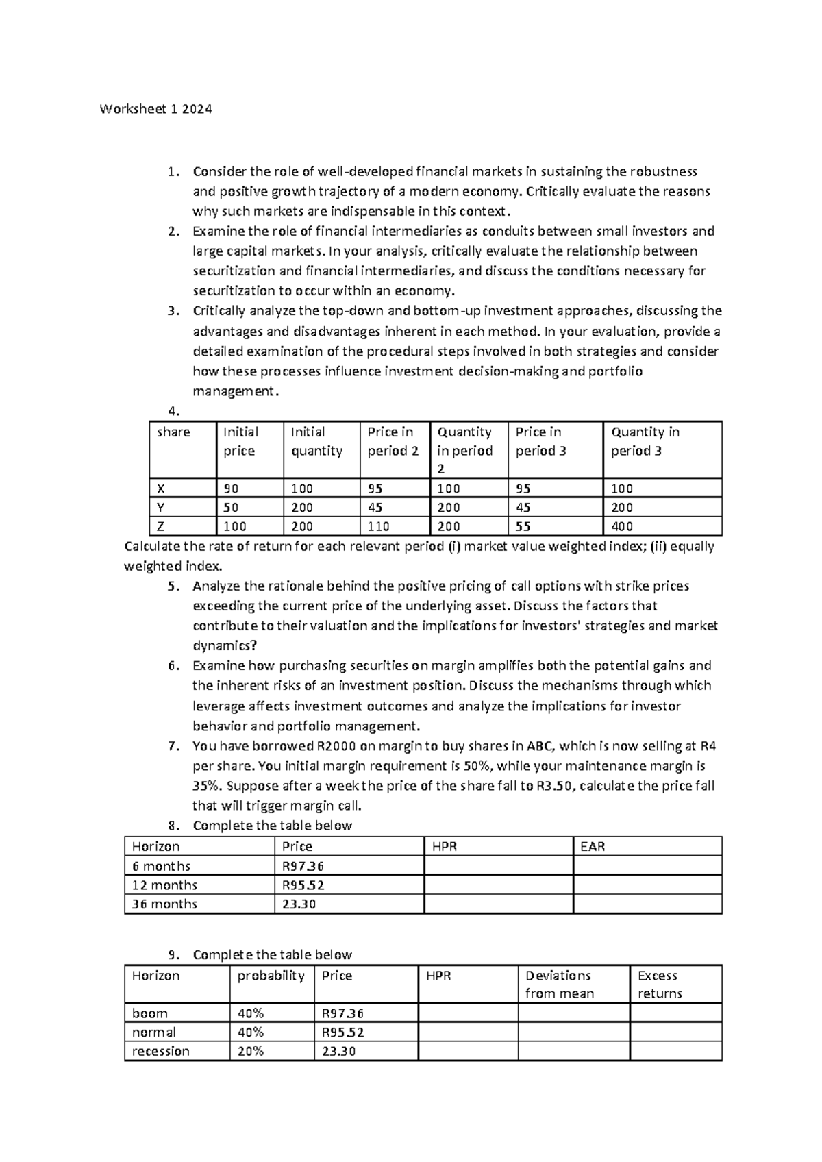 Worksheet 1 2024 - Worksheet 1 2024 Consider the role of well-developed ...