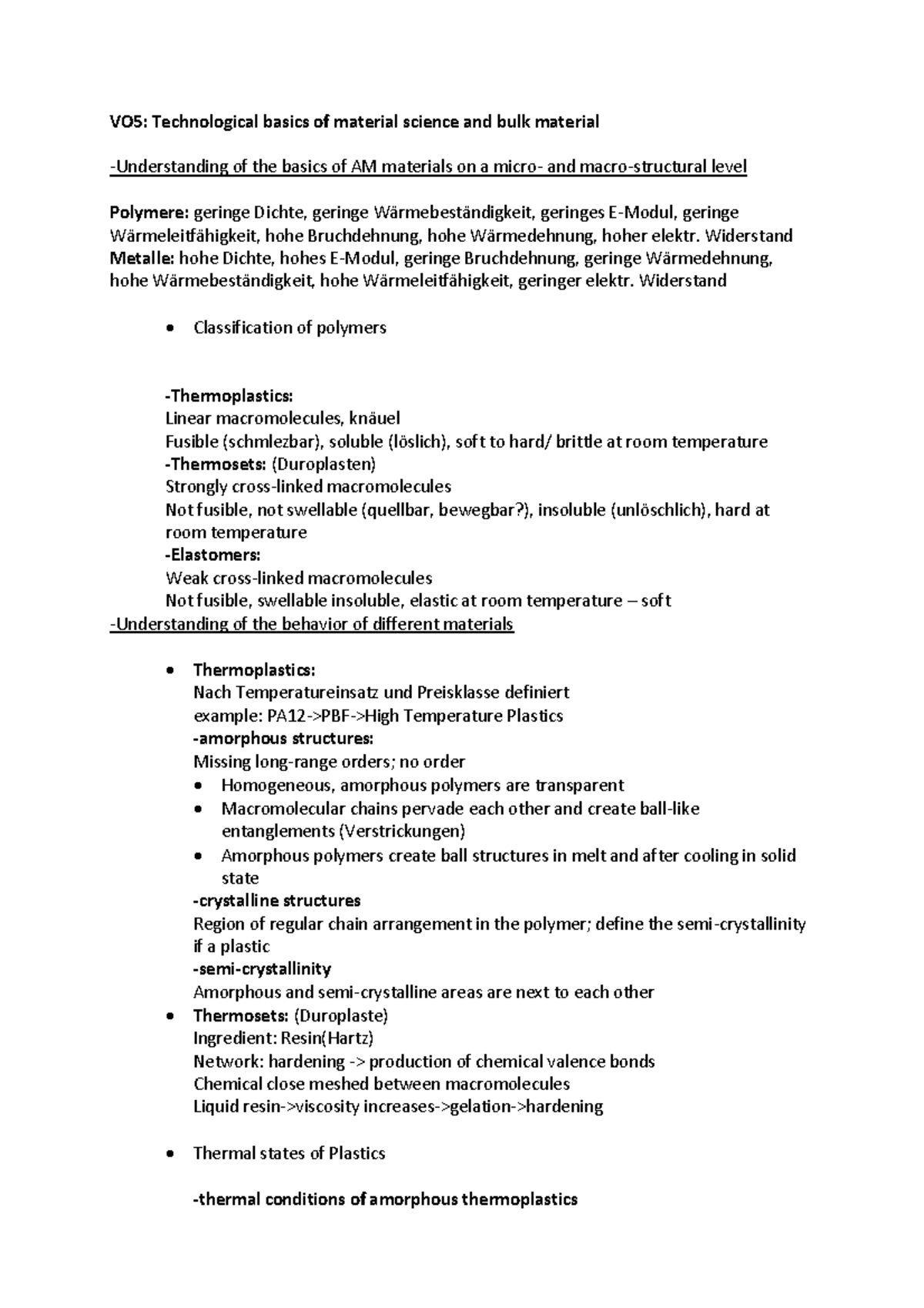 Grundlagen der Additiven Fertigung VO5 Summary - VO5: Technological ...