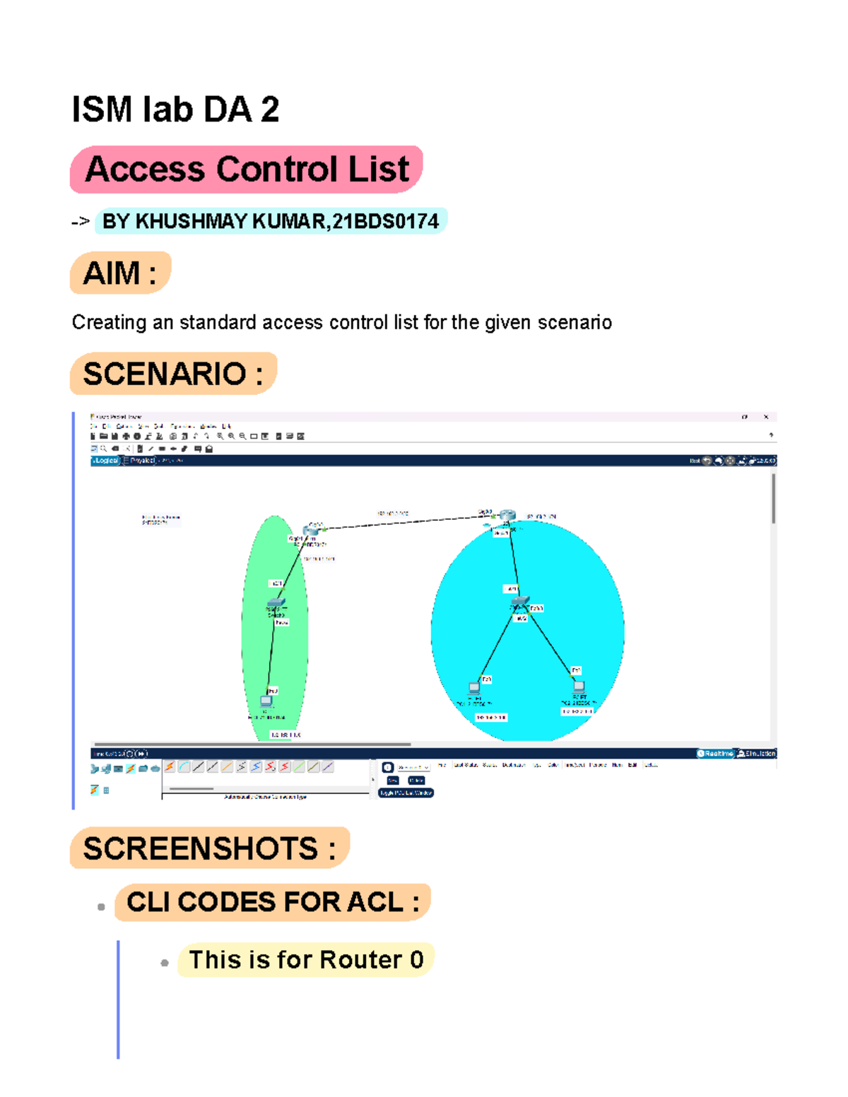 ISM lab DA 2 - 168.2 FROM 192.168. after denying the whole 192.168.2 network SCENARIO ...