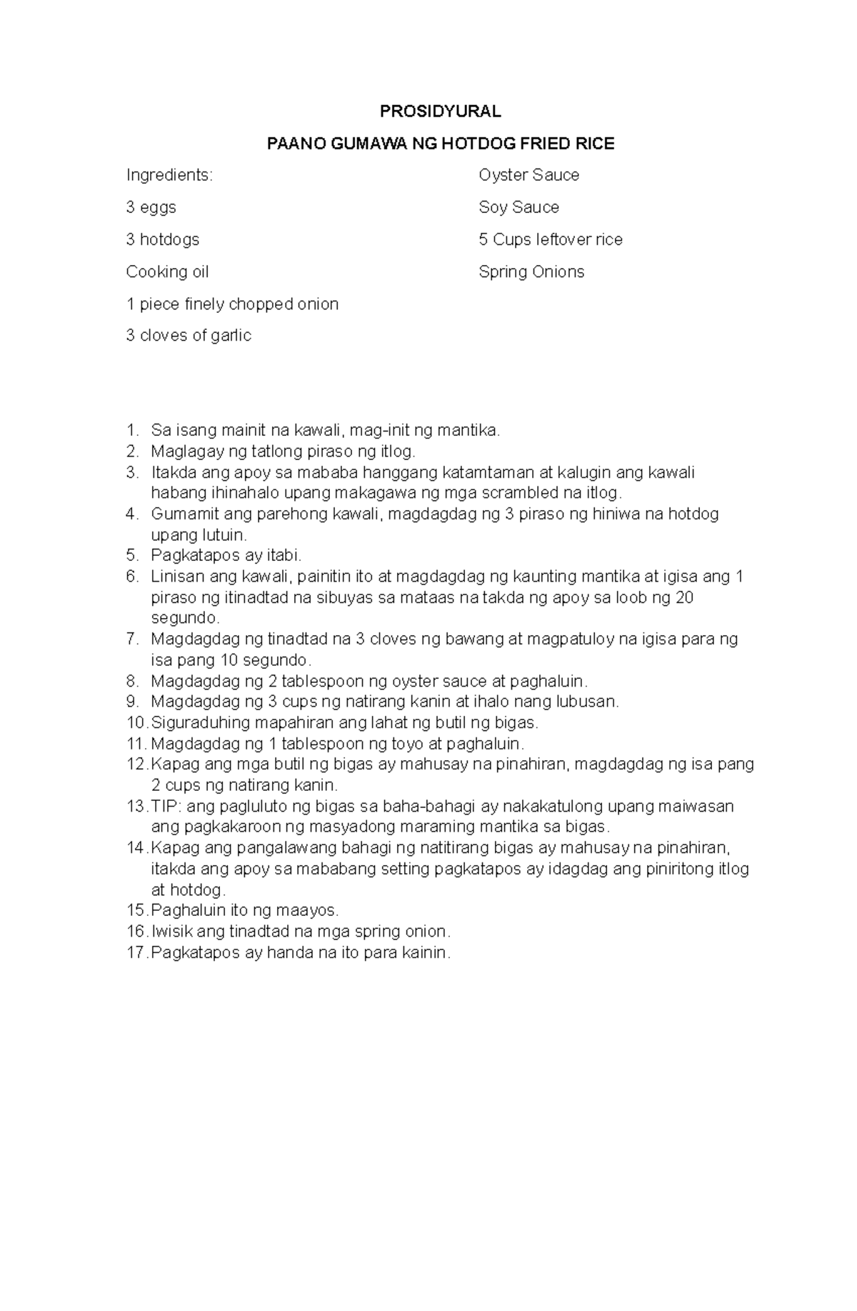 Prosidyural - This is very helpful in this course and it contains ...