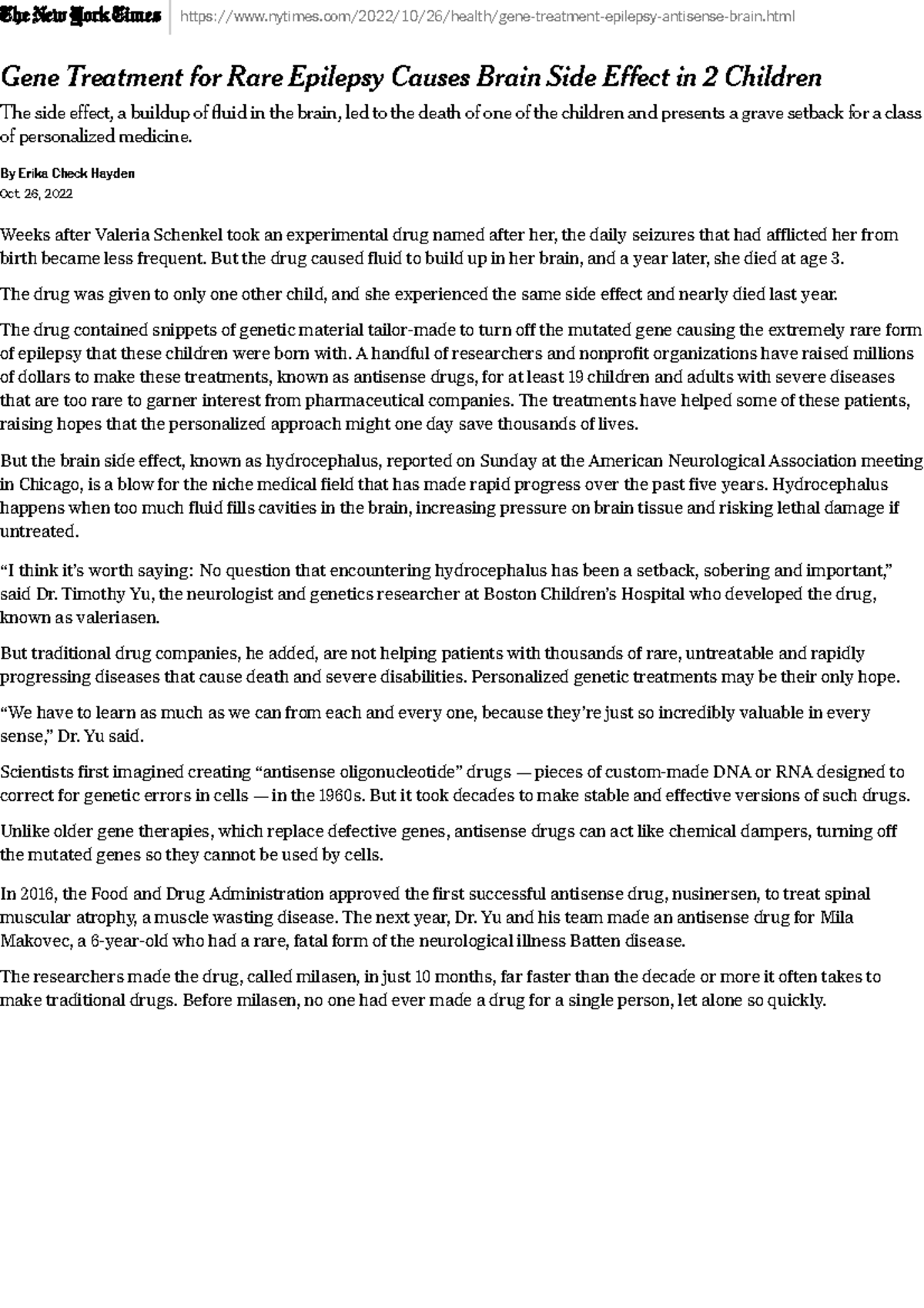 Gene Treatment for Rare Epilepsy Causes Brain Side Effect in 2 Children ...