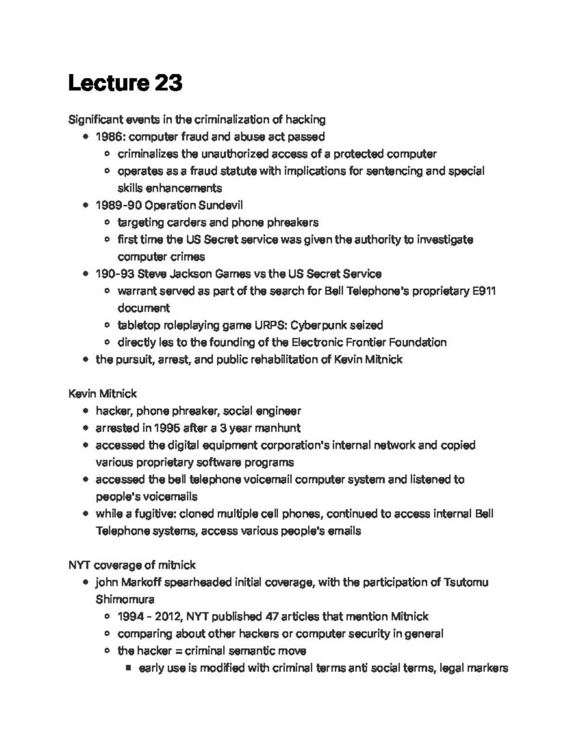 Lecture 23 - Professor Sauter - Le c t u re 2 3 Significant events in ...