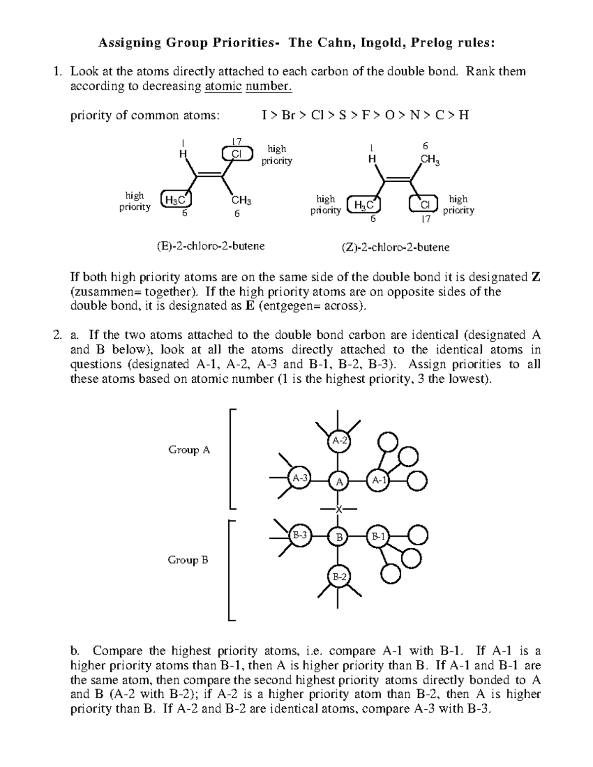 CIP priority sequence rules - Assigning Group Priorities- The Cahn, Ingold, Prelog rules: 1 ...