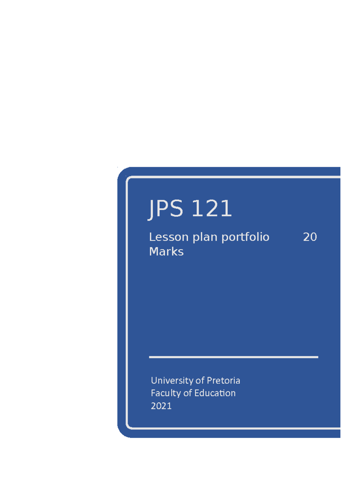 JPS 121 Lesson plan portfolio - OPV 312 - UP - Studocu