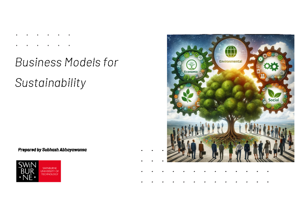 Topic 2 - Business Models for Sustainability Prepared by Subhash ...