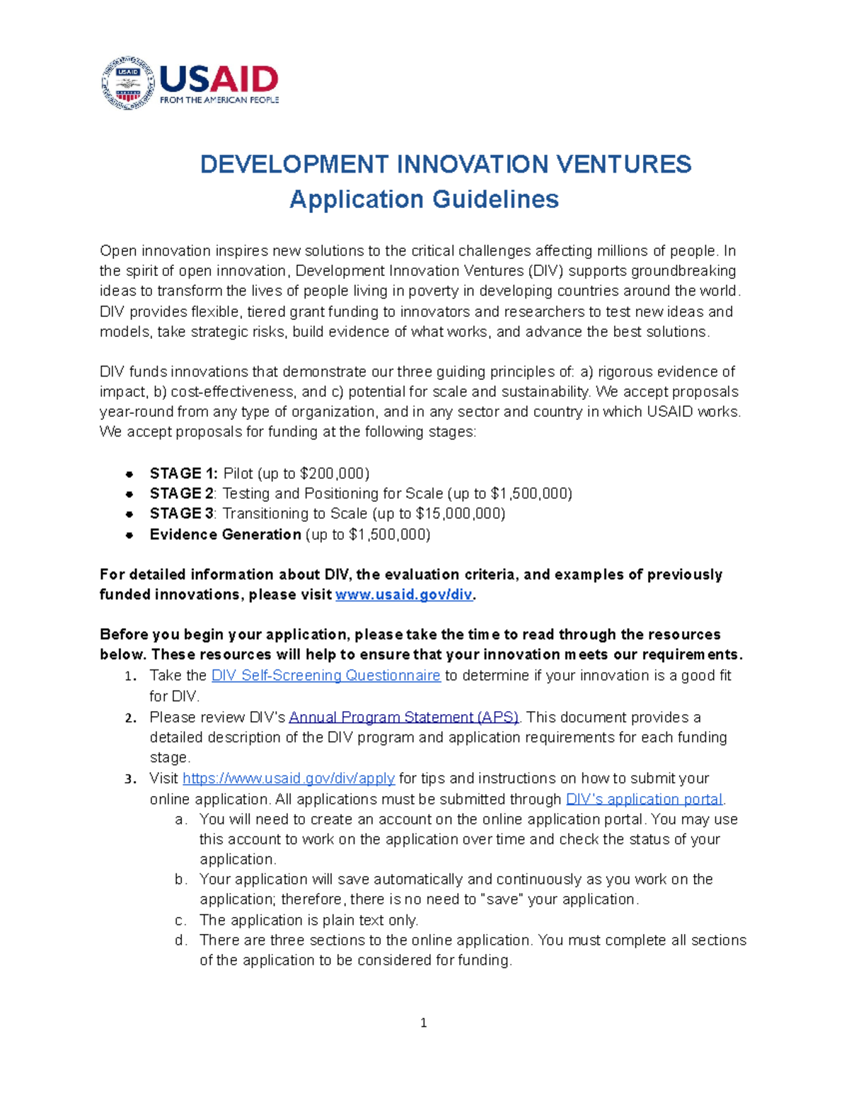 Development Innovation Ventures DIV Sample Application APS10 Nov21 ...