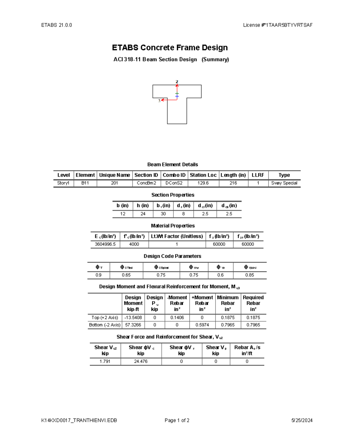 Etabs 21.0 Concrete Frame Design - ETABS 21.0 License #*1TAAR5BTYVRTSAF ...