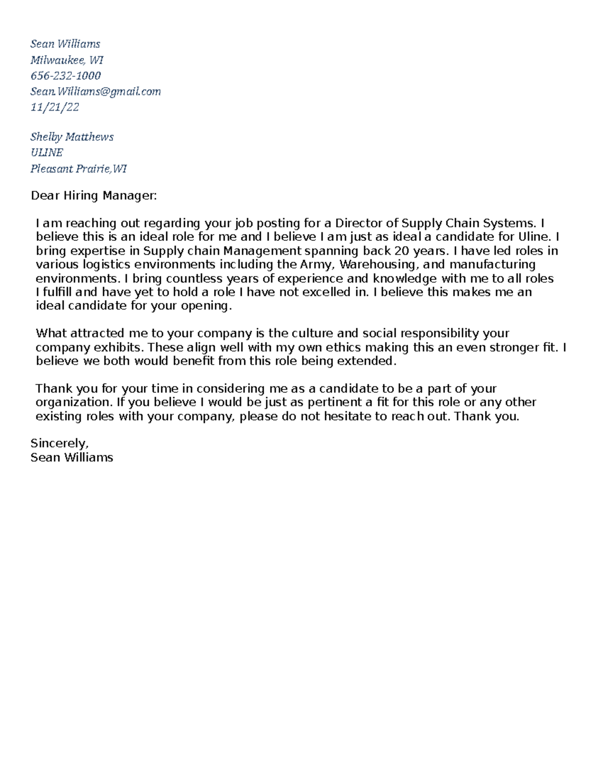 C716 Task 2 Part 1 - Task 2 part 1 - Sean Williams Milwaukee, WI 656 ...