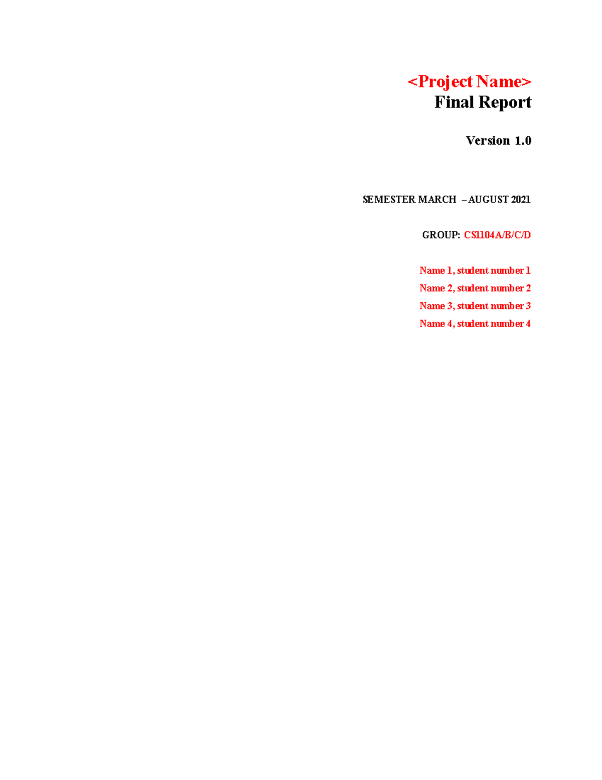 ISP250 Final Report - Final Report Version 1. SEMESTER MARCH – AUGUST 2021 - Studocu