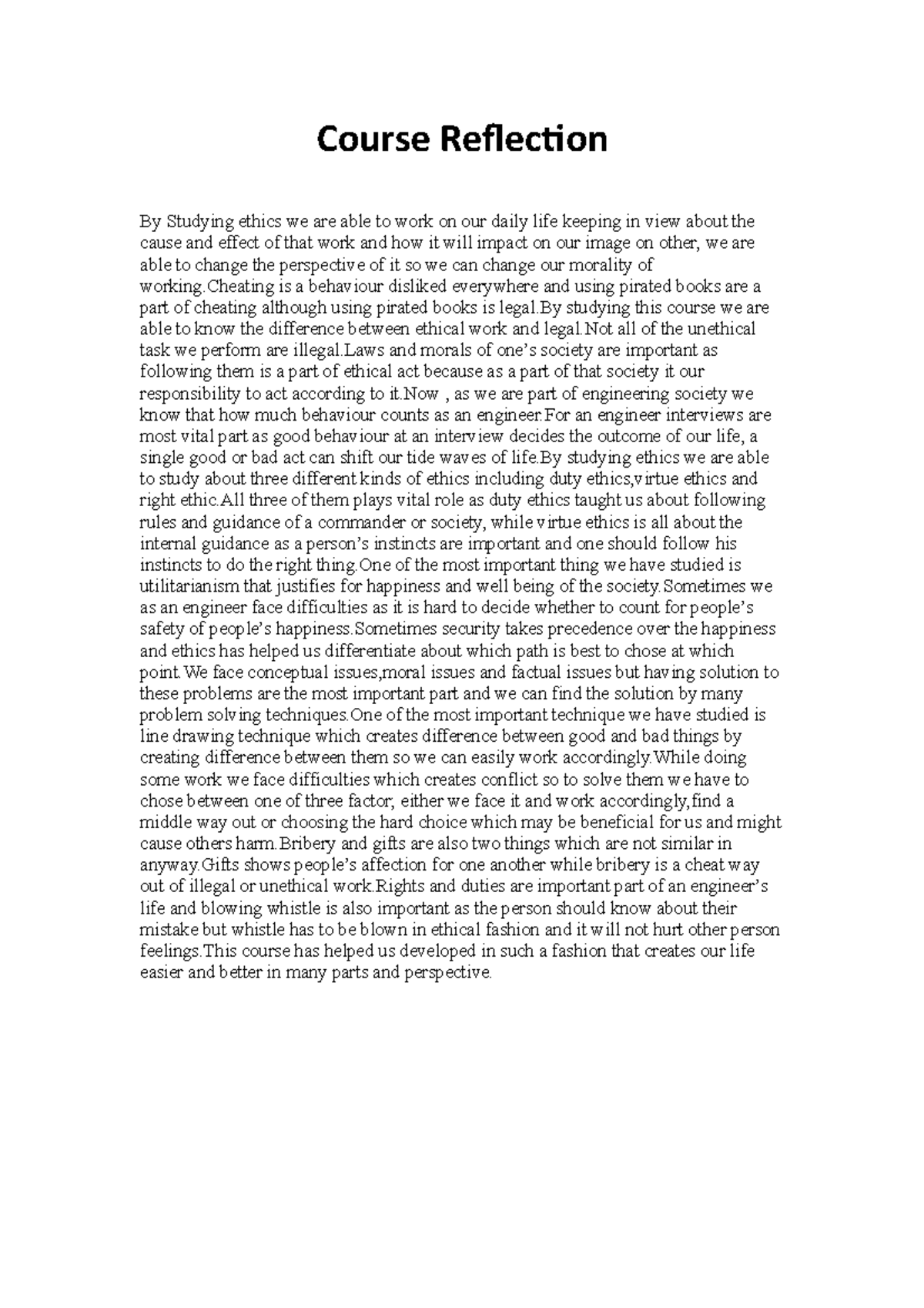 Course Reflection - Lecture notes 10 - Course Reflection By Studying ...