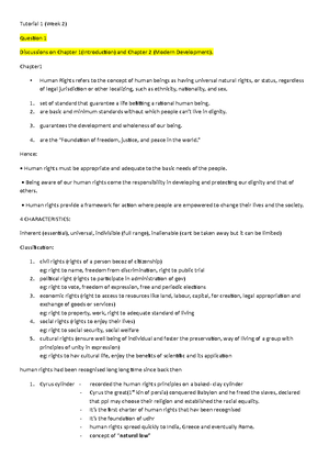 (W2) History of Human Rights - UHL2612 HUMAN RIGHTS LAW Week 2: History ...