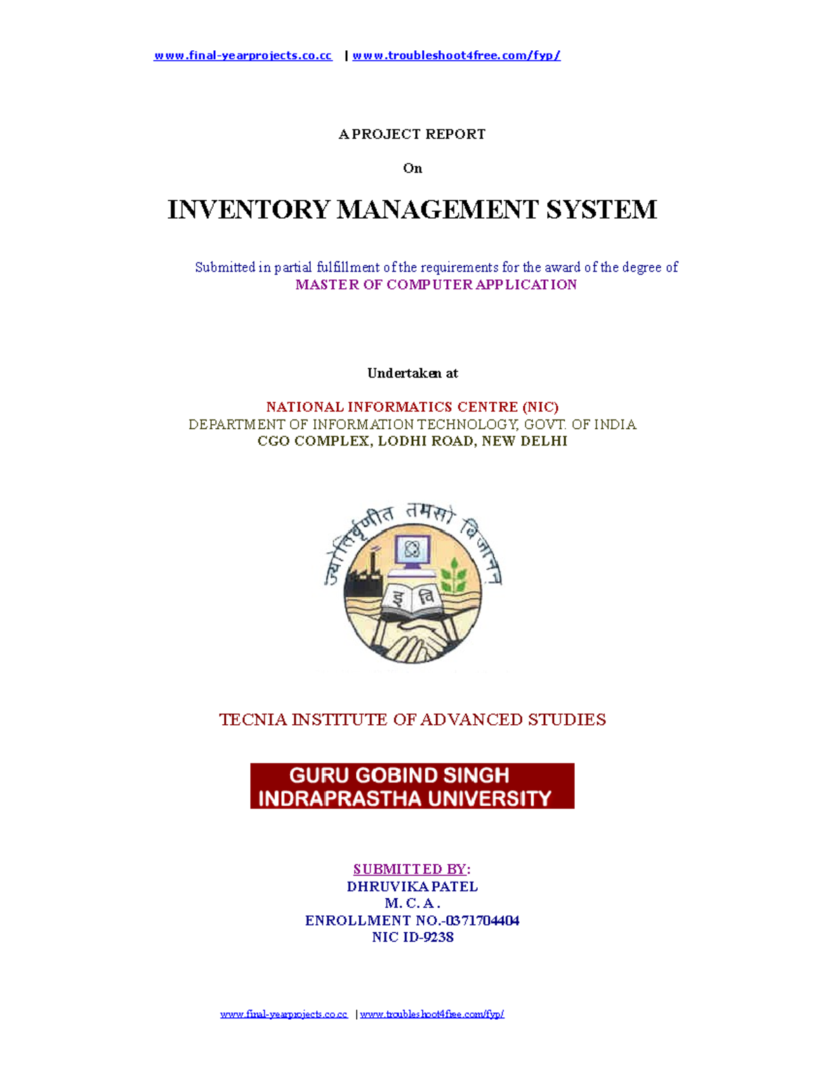 A Project Report On Inventory Management - A PROJECT REPORT On ...