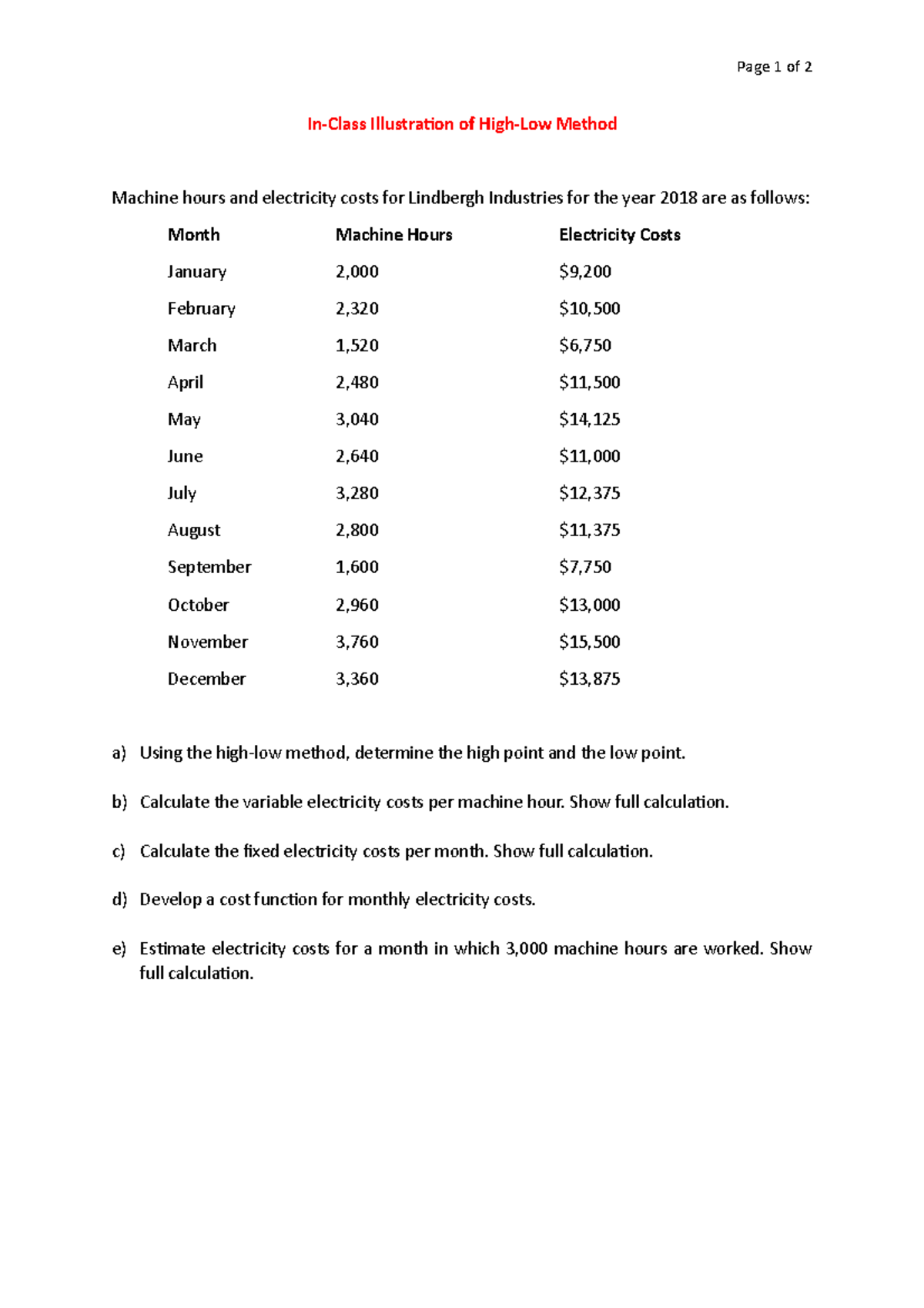 Week 2- Module 1.2 Solutions to class activity - Page 1 of 2 In-Class ...