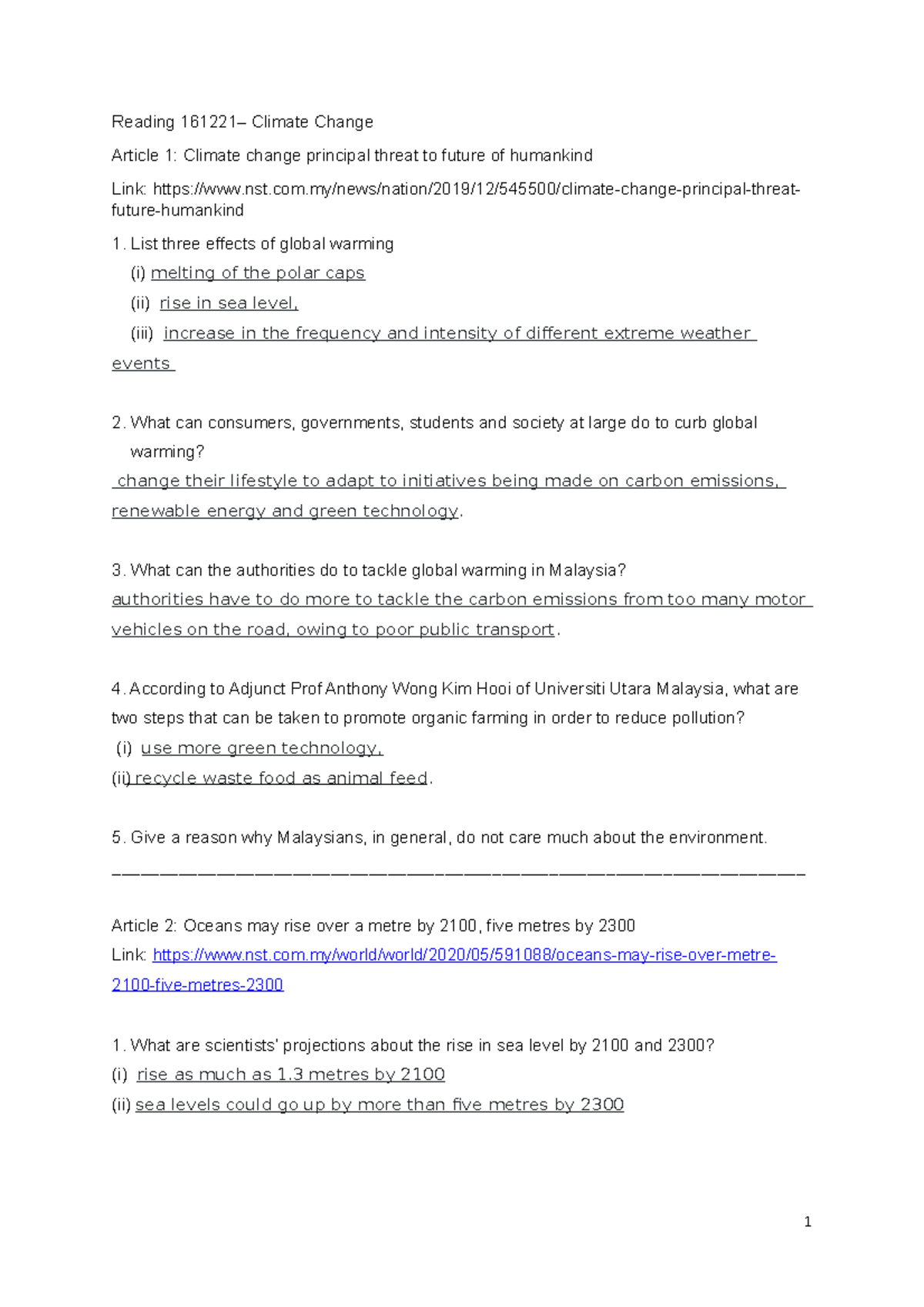 Reading 161221 Climate Change - Reading 161221– Climate Change Article ...