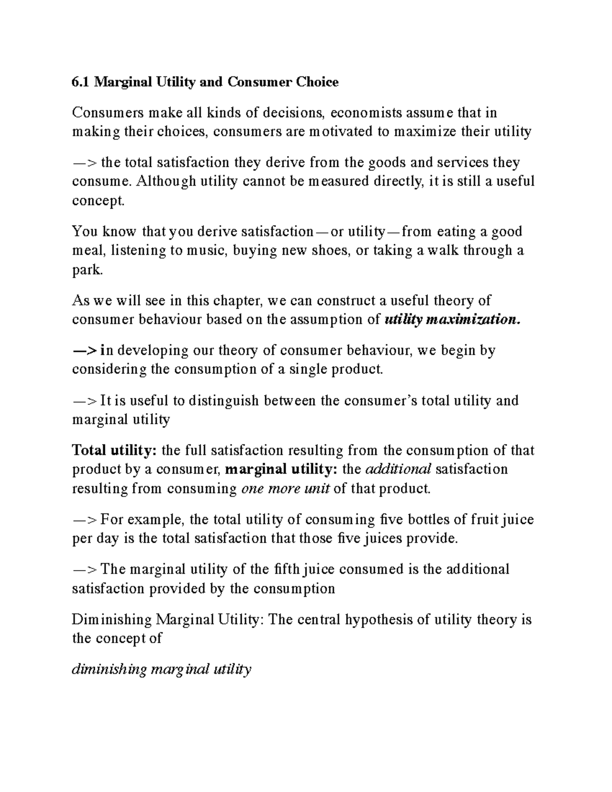 Marginal Utility and Profit Maximization PDF - 6 Marginal Utility and ...