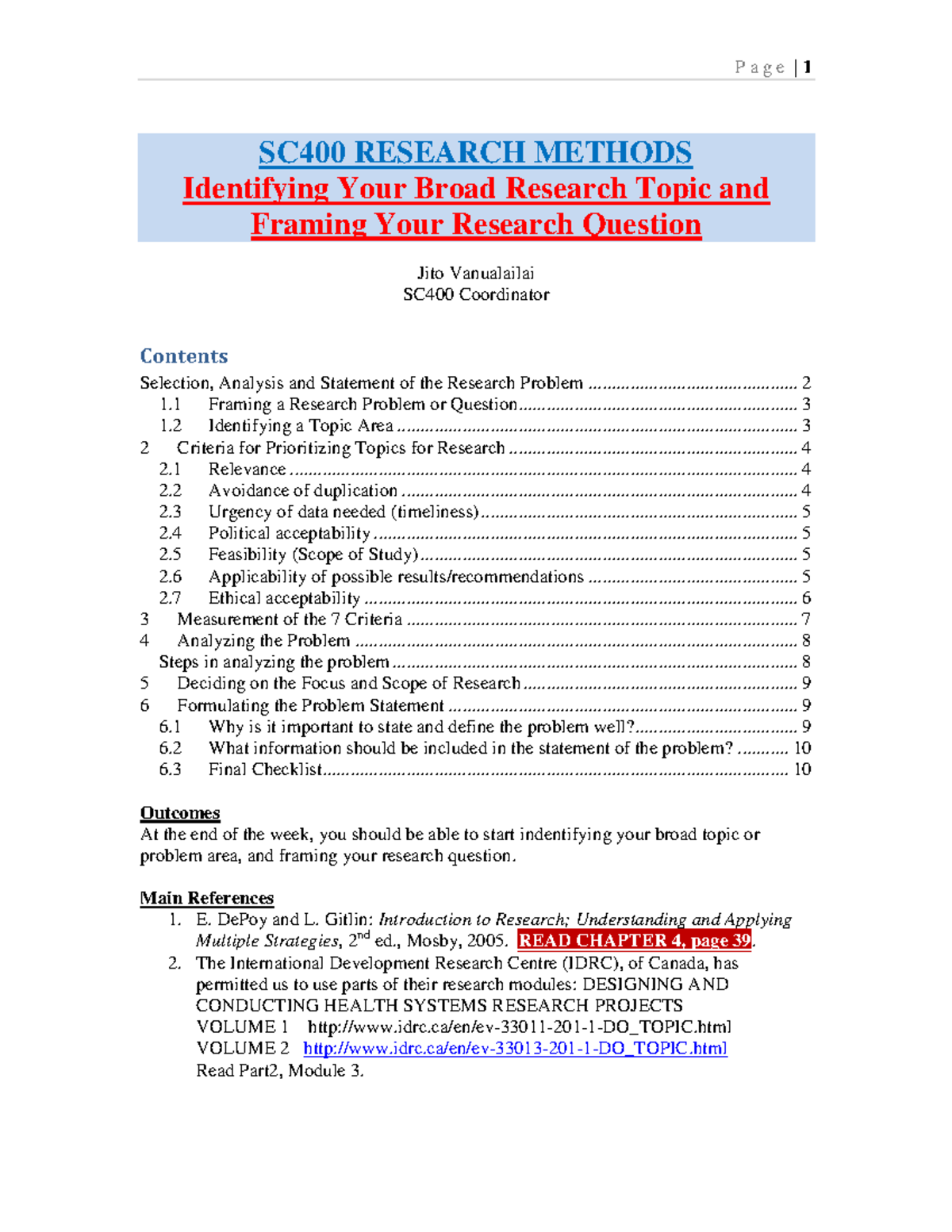 Identifying Your Research Topic and Question - Studocu