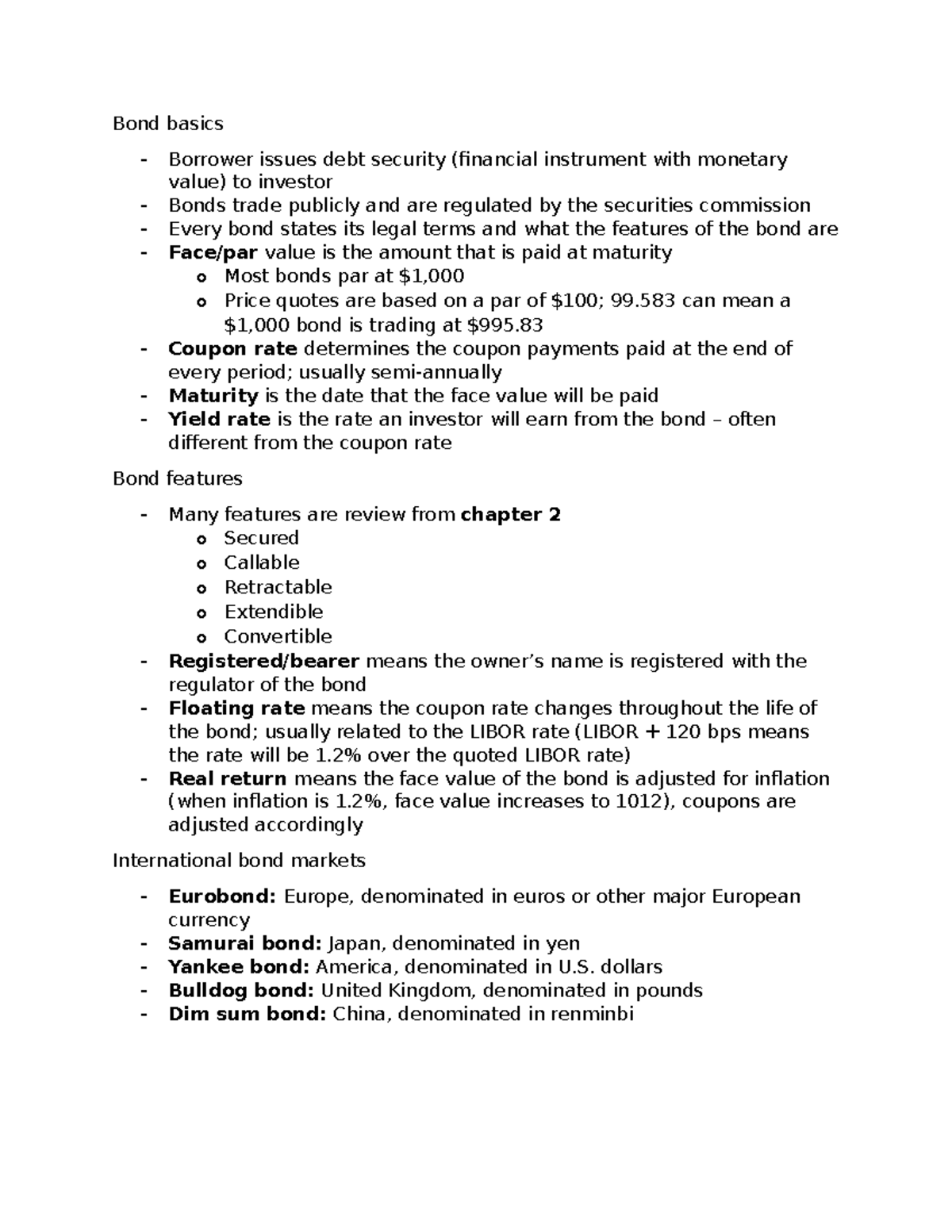 Chapter 12 - Lecture notes Peter Blake - Bond basics Borrower issues ...