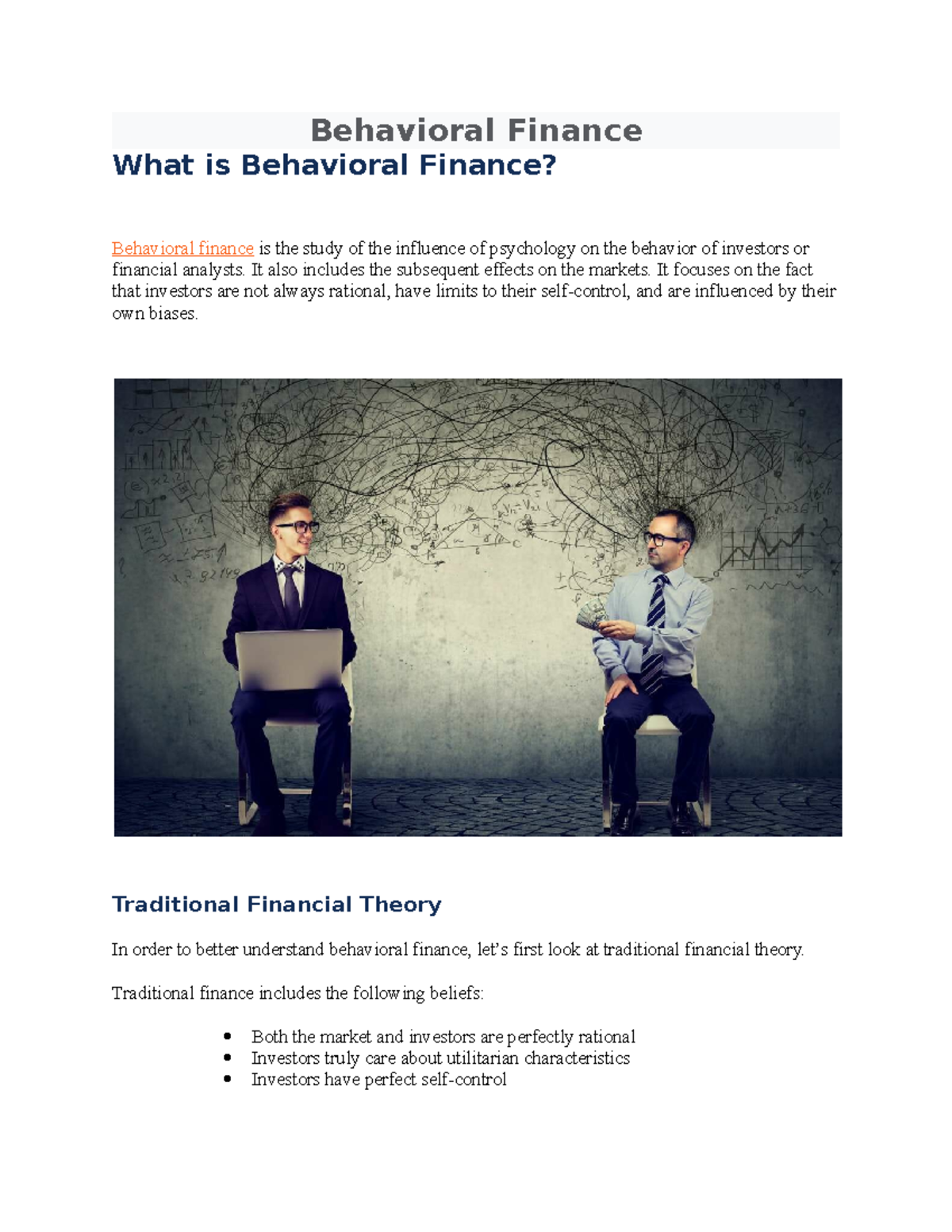 Behavioral Finance theory - Behavioral Finance What is Behavioral ...