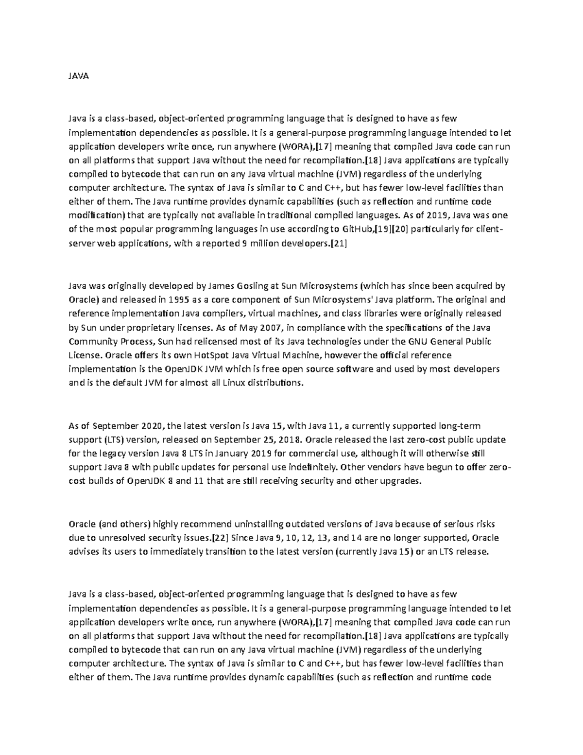 JAVA - ... - JAVA Java is a class-based, object-oriented programming ...