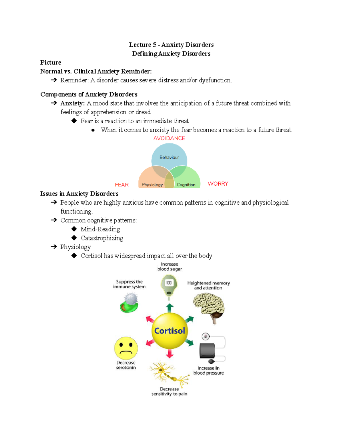 Lecture 5 - Anxiety Disorders (Psych 3B03) - Lecture 5 - Anxiety ...