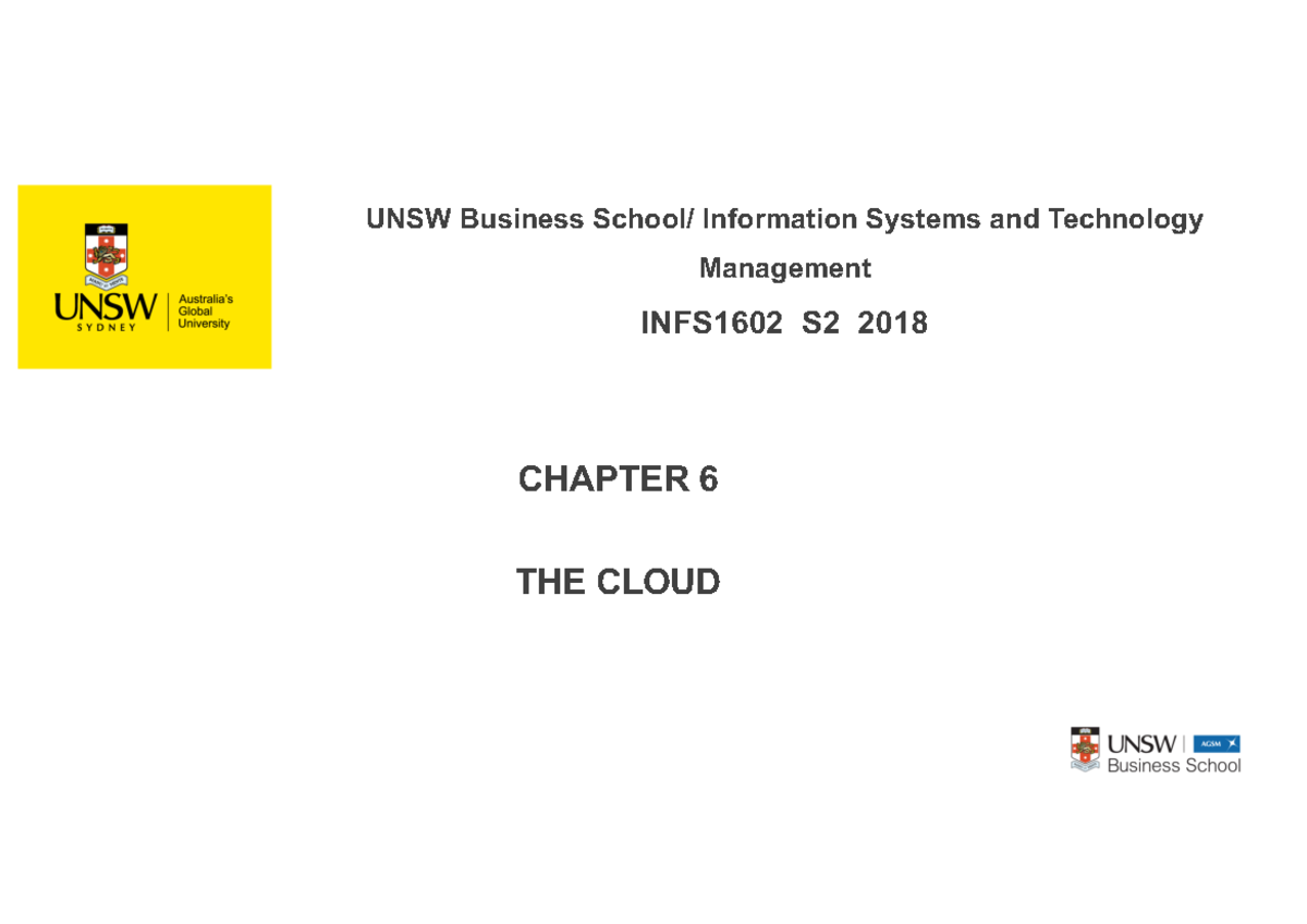 Chapter 6 Summary Notes - UNSW Business School/ Information Systems and ...