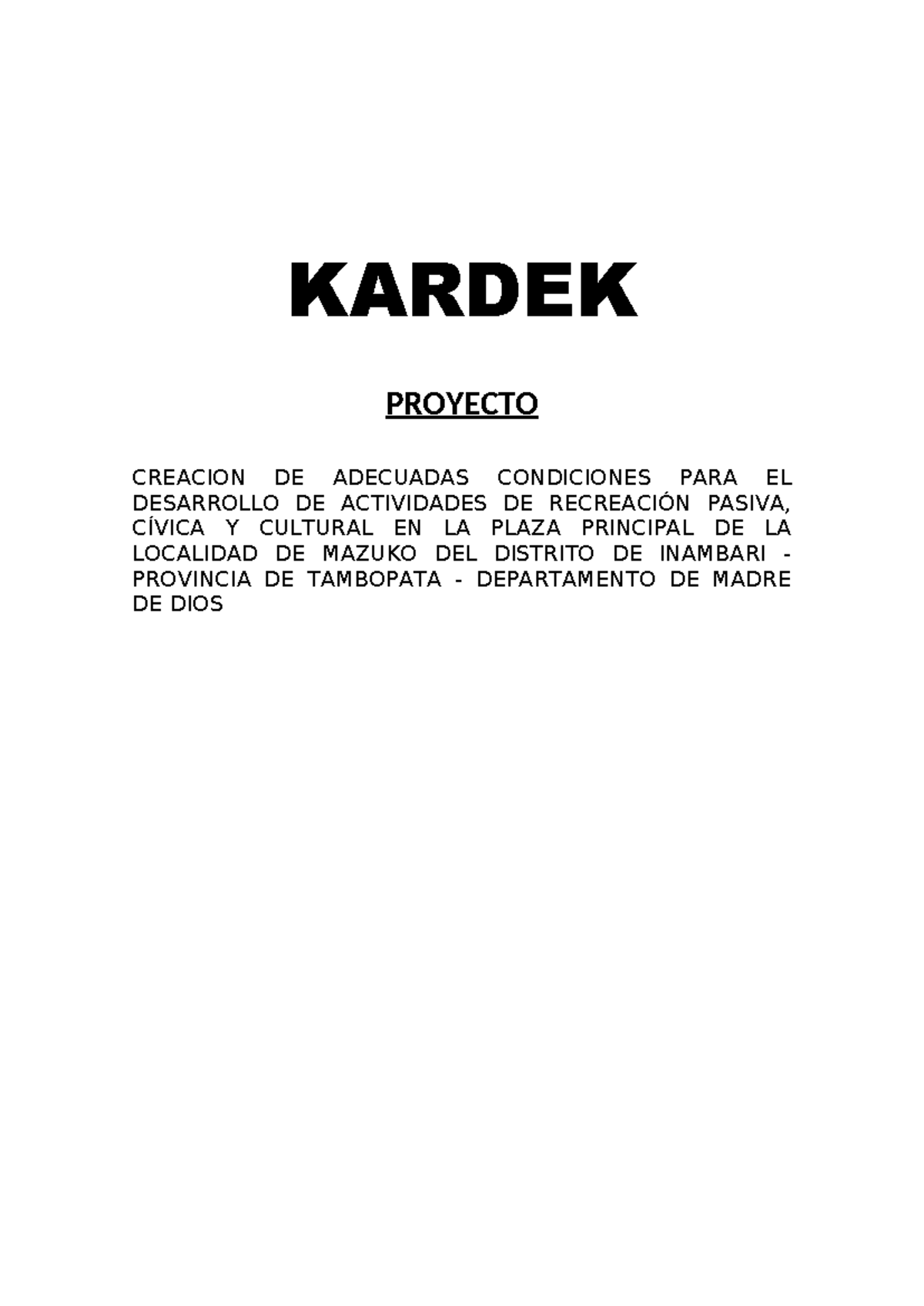 Kardek - kardex - comunicacion 1 - KARDEK PROYECTO CREACION DE ...