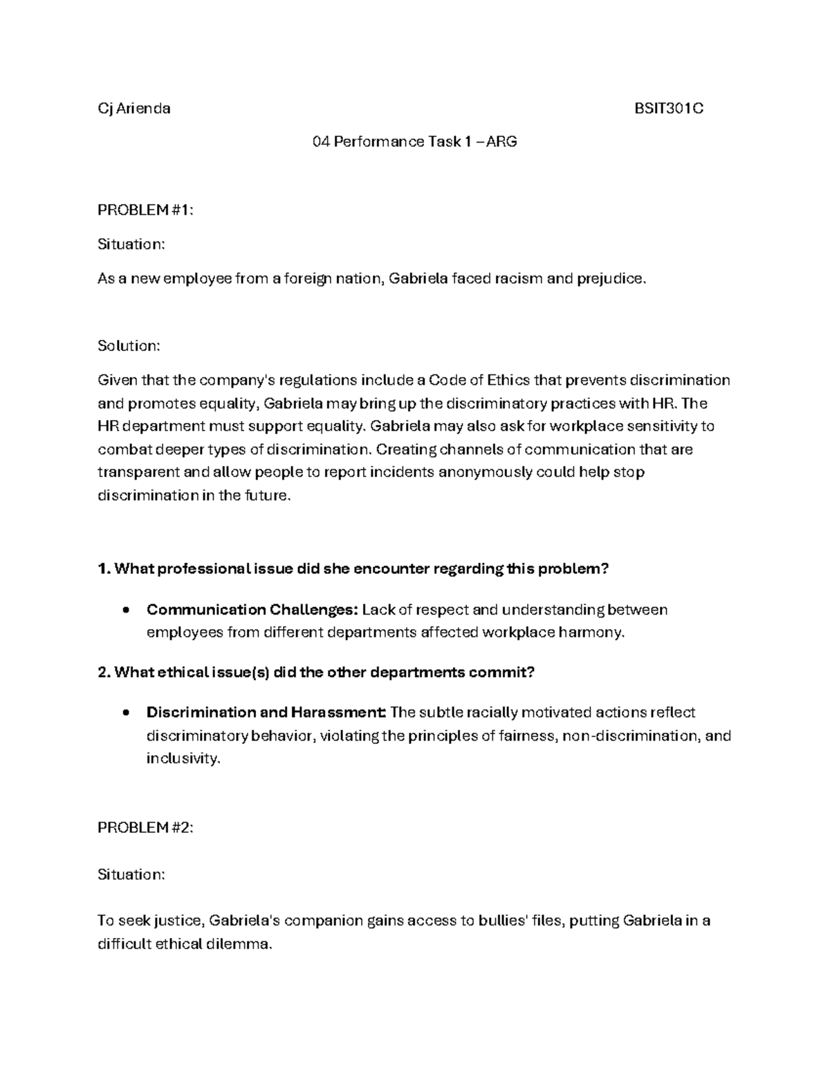 04 Performance Task 1 Arg Cj Arienda Bsit301c 04 Performance Task 1 Arg Problem 1