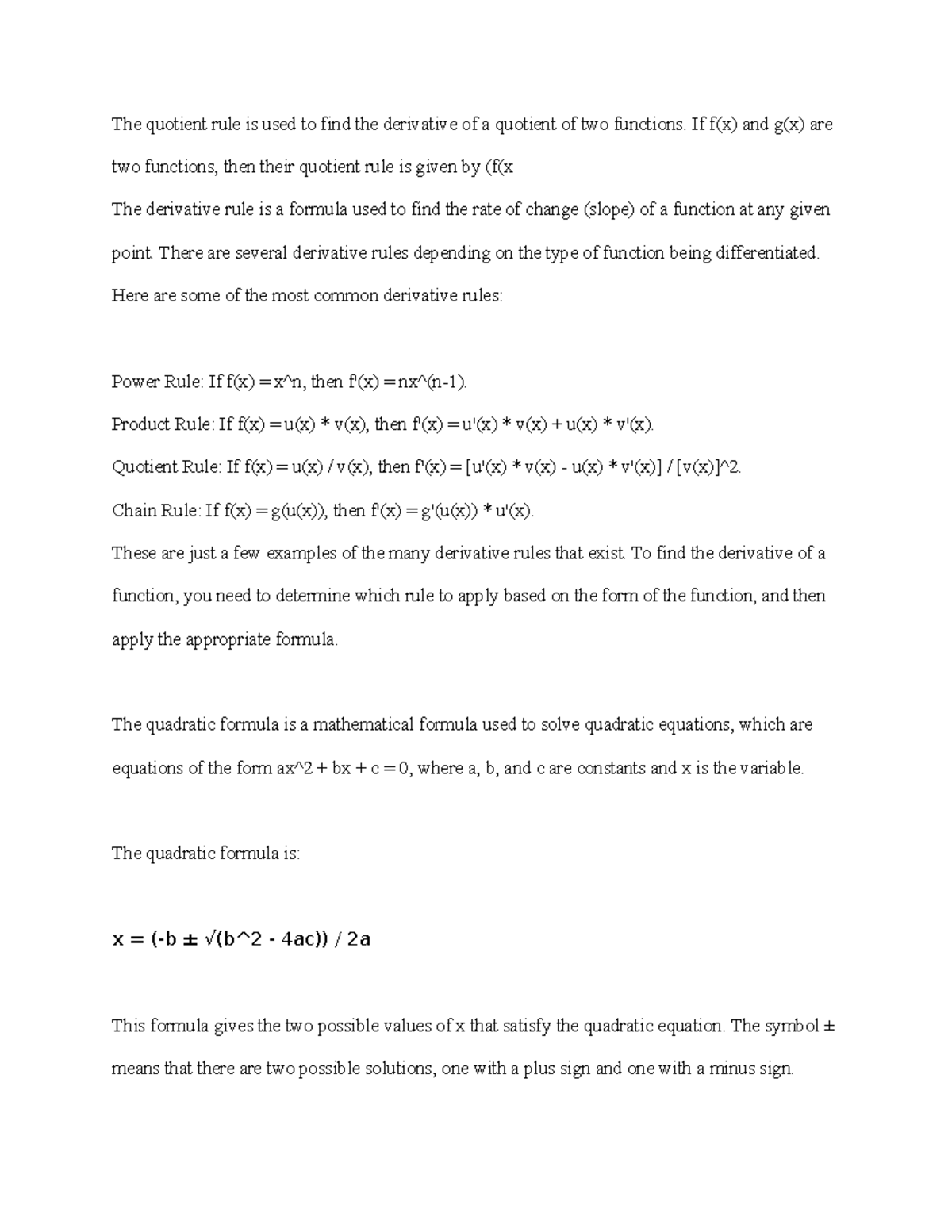 Calculus 2 - Math 221 - The quotient rule is used to find the ...