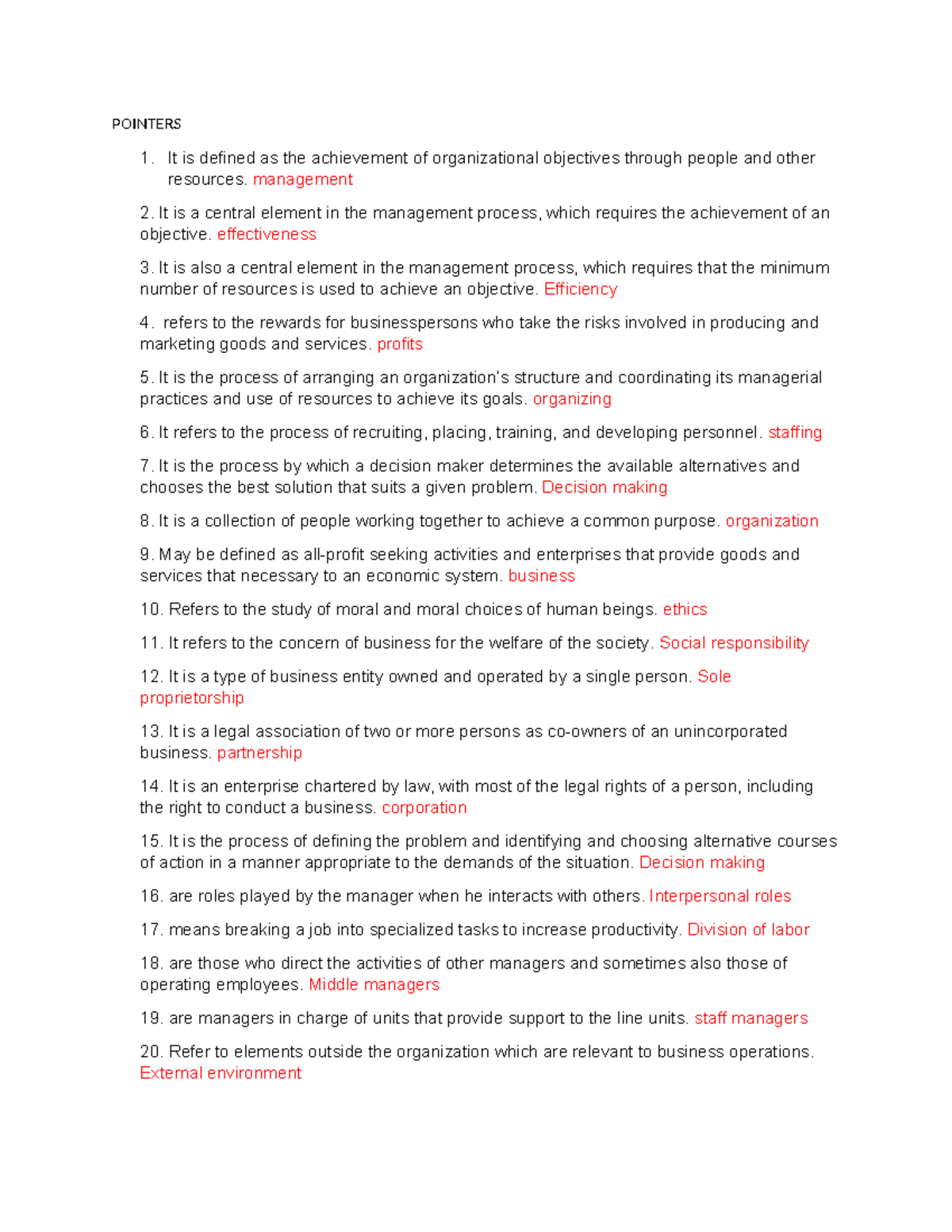 Pointers - POINTERS It is defined as the achievement of organizational ...