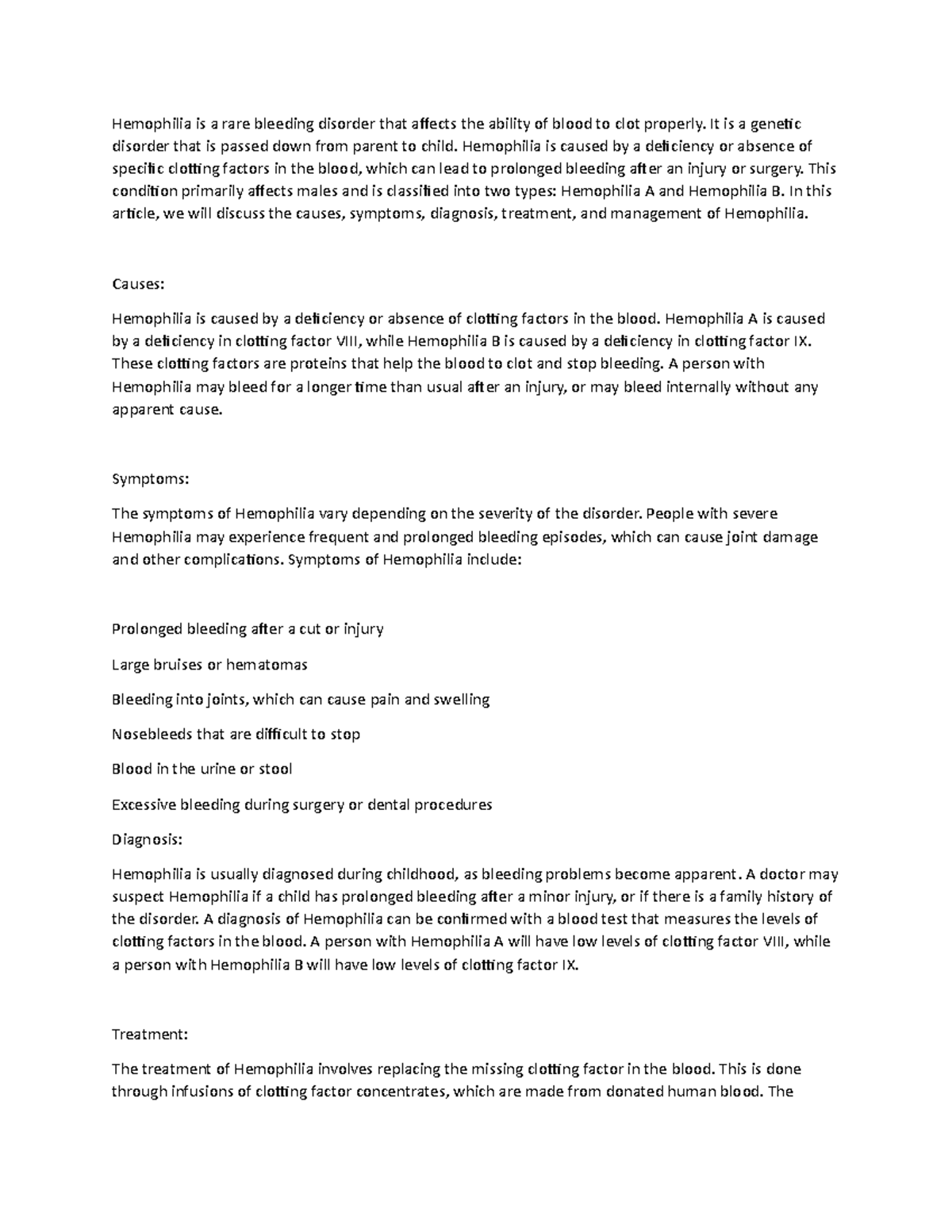 Hemophilia is a rare bleeding disorder that affects the ability of ...