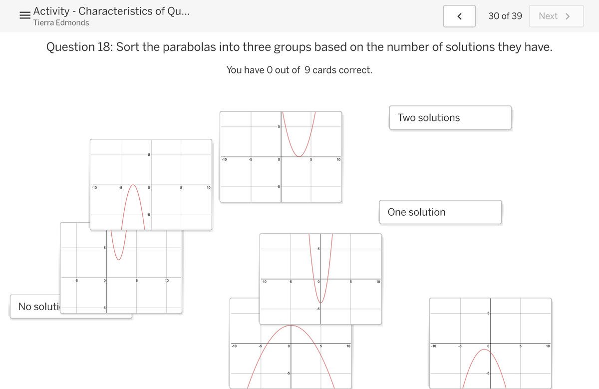 Activity - Characteristics of Quadratics - Activity - Characteristics ...
