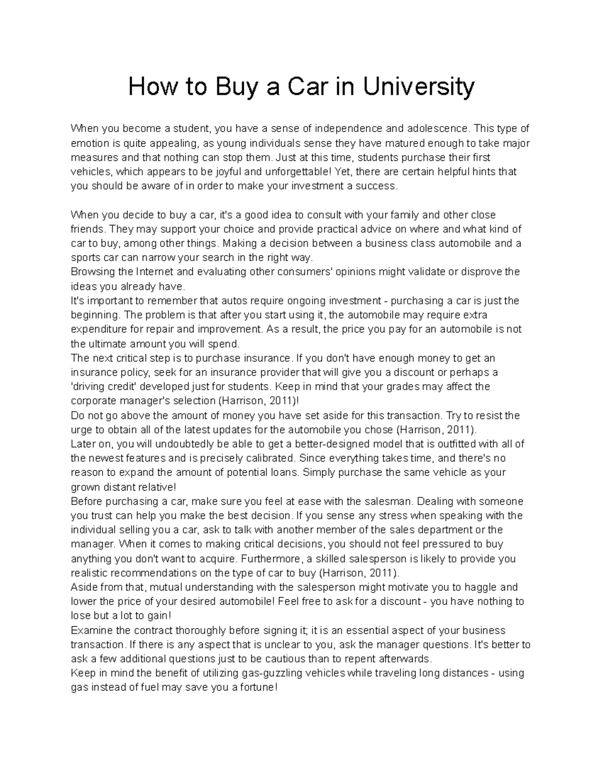How to Buy a Car in University - This type of emotion is quite ...