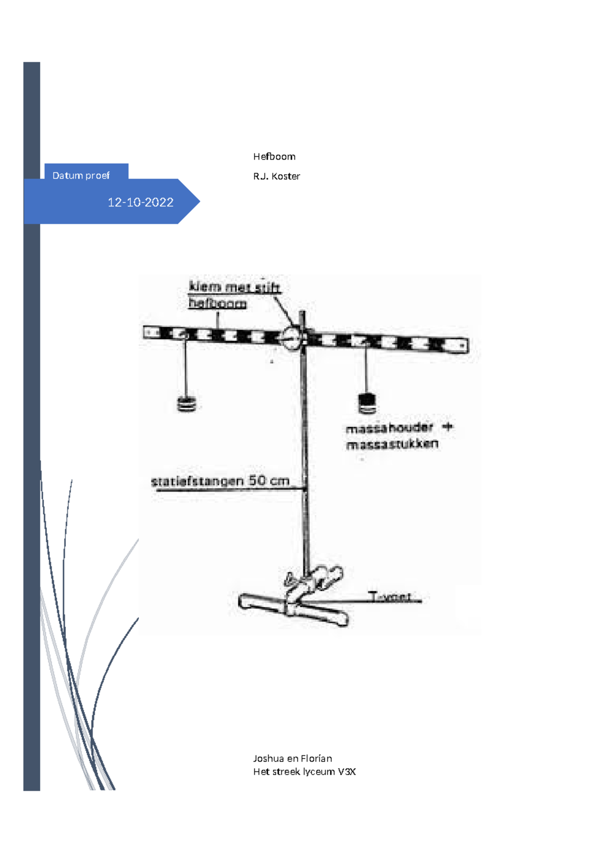 Verslag hefboom - 12-10- Hefboom R. Koster Joshua en Florian Het streek ...