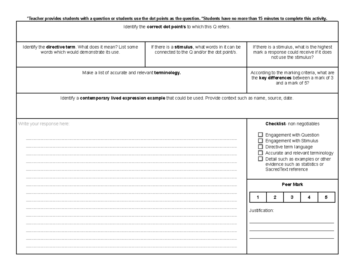 5 Marker Template - gvhhbugbyhgv - *Teacher provides students with a ...