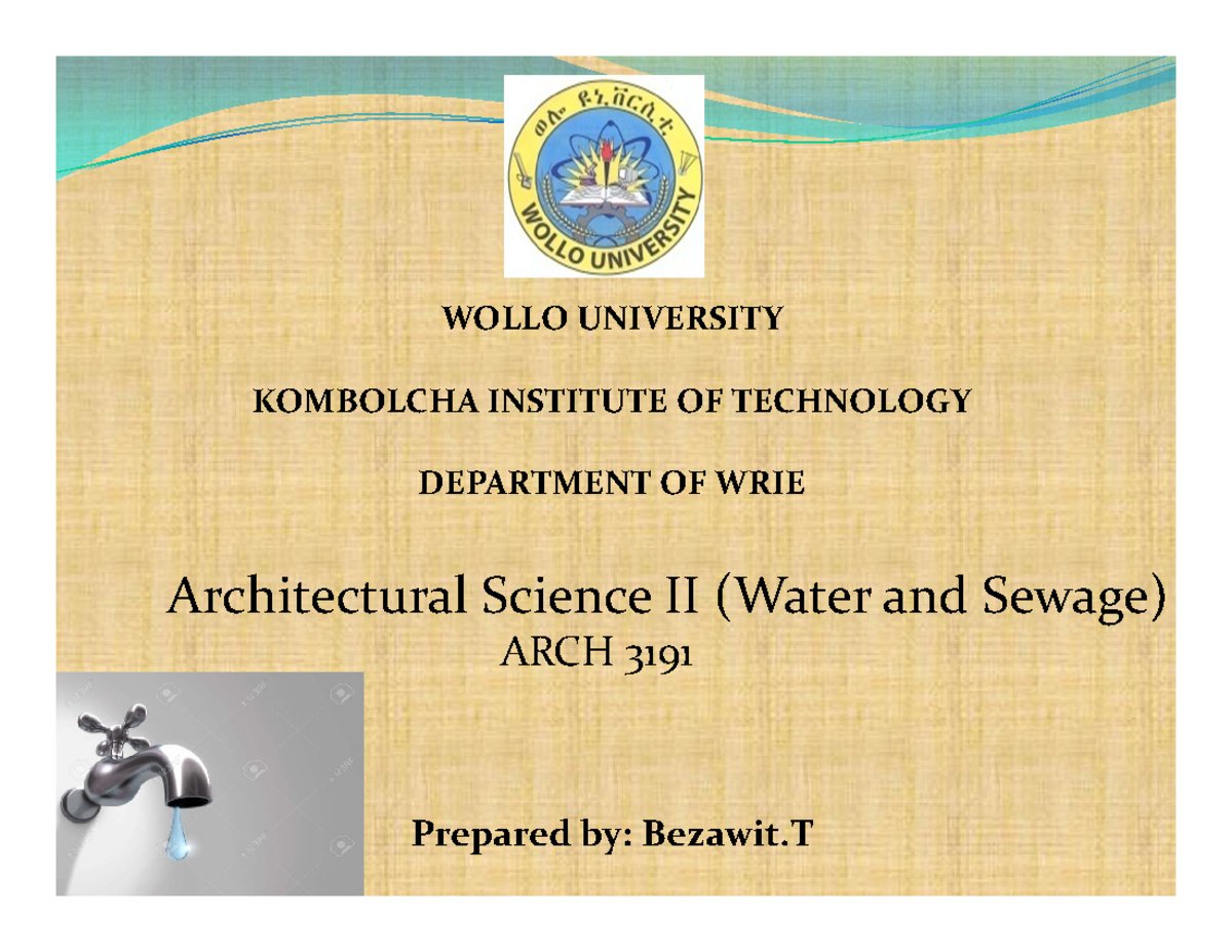 ARC SCI-2- Chapter ONE - Architectural science - WOLLO UNIVERSITY ...