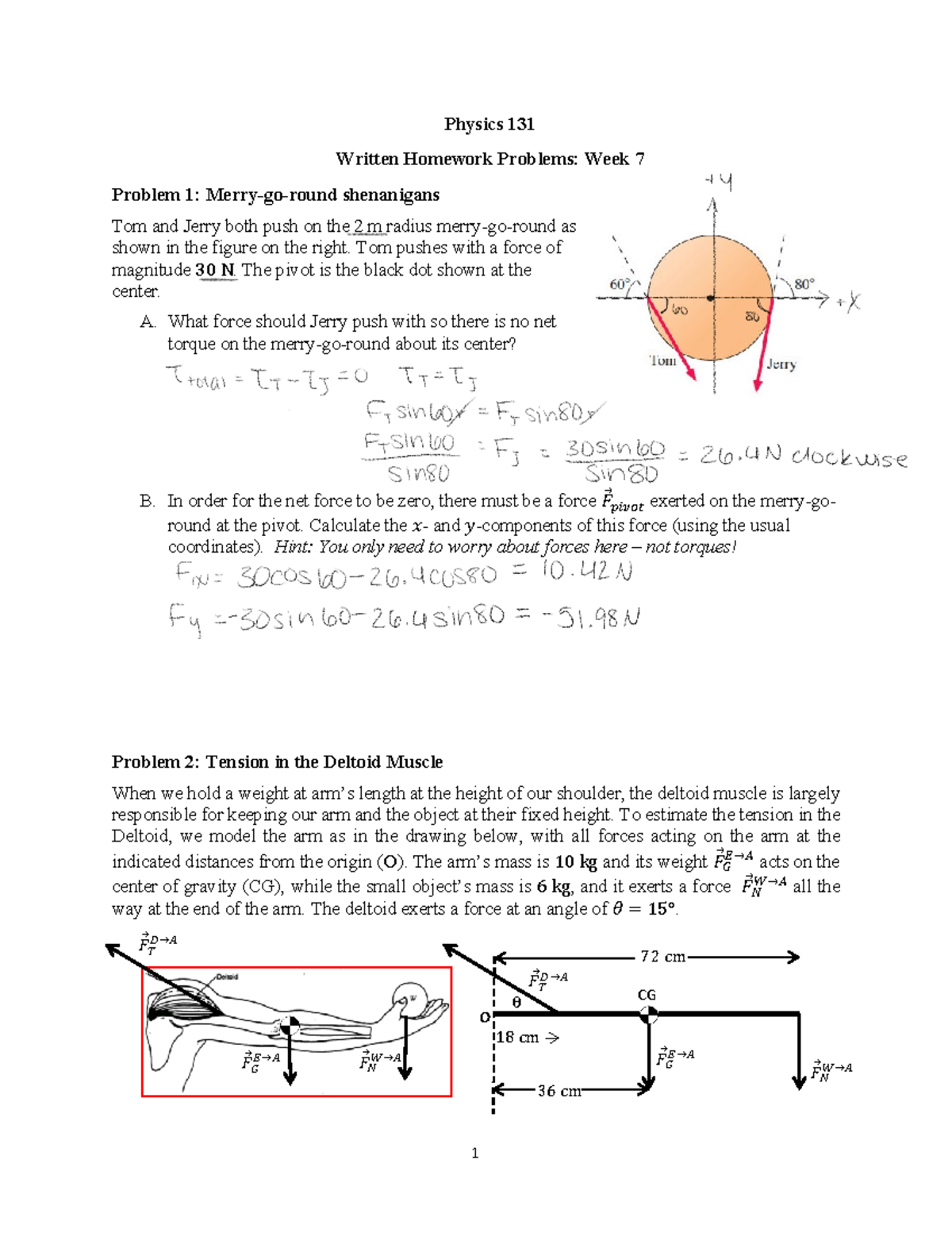 Written hw 7 - Physics 131 Written Homework Problems: Week 7 Problem 1 ...