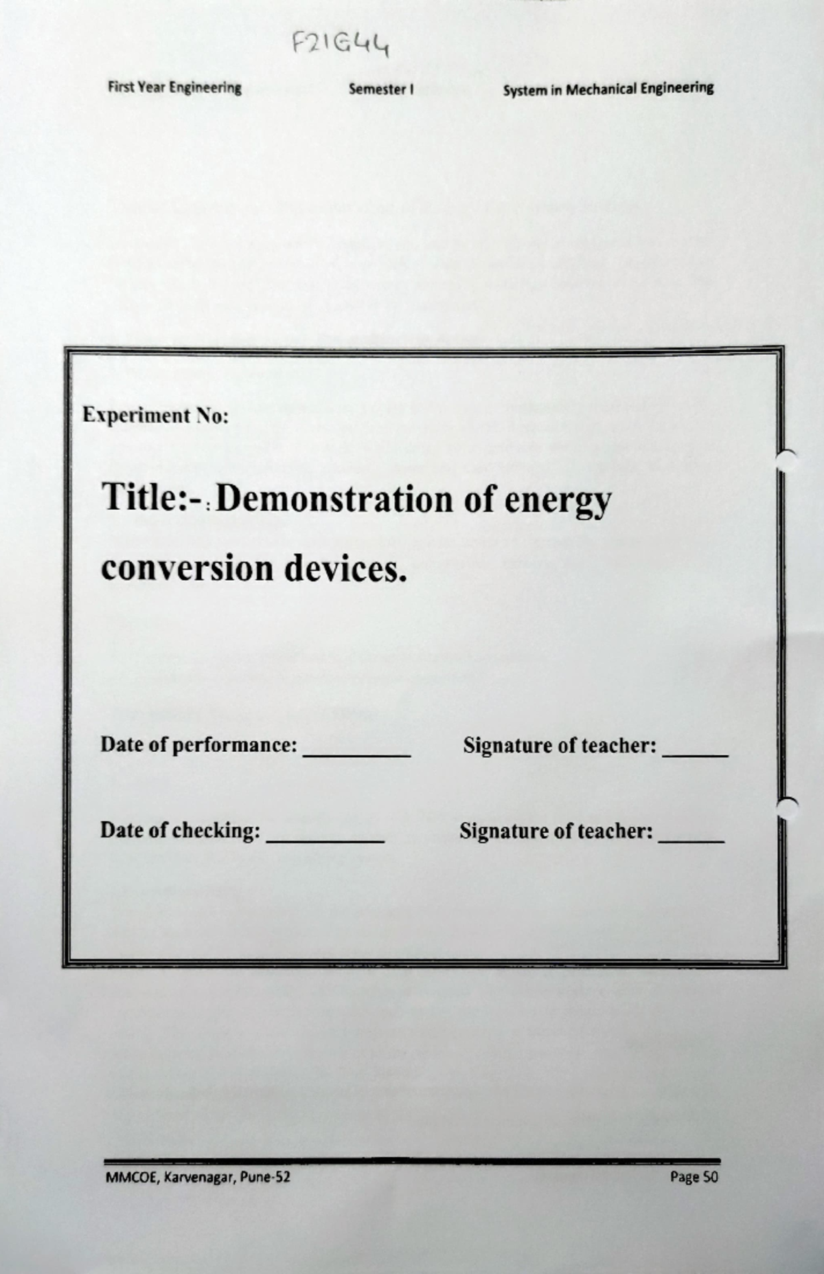 F21G44 Prathmesh Patil SME Pract 2 - F2IG First Year Engineering Semester System in Mechanical ...
