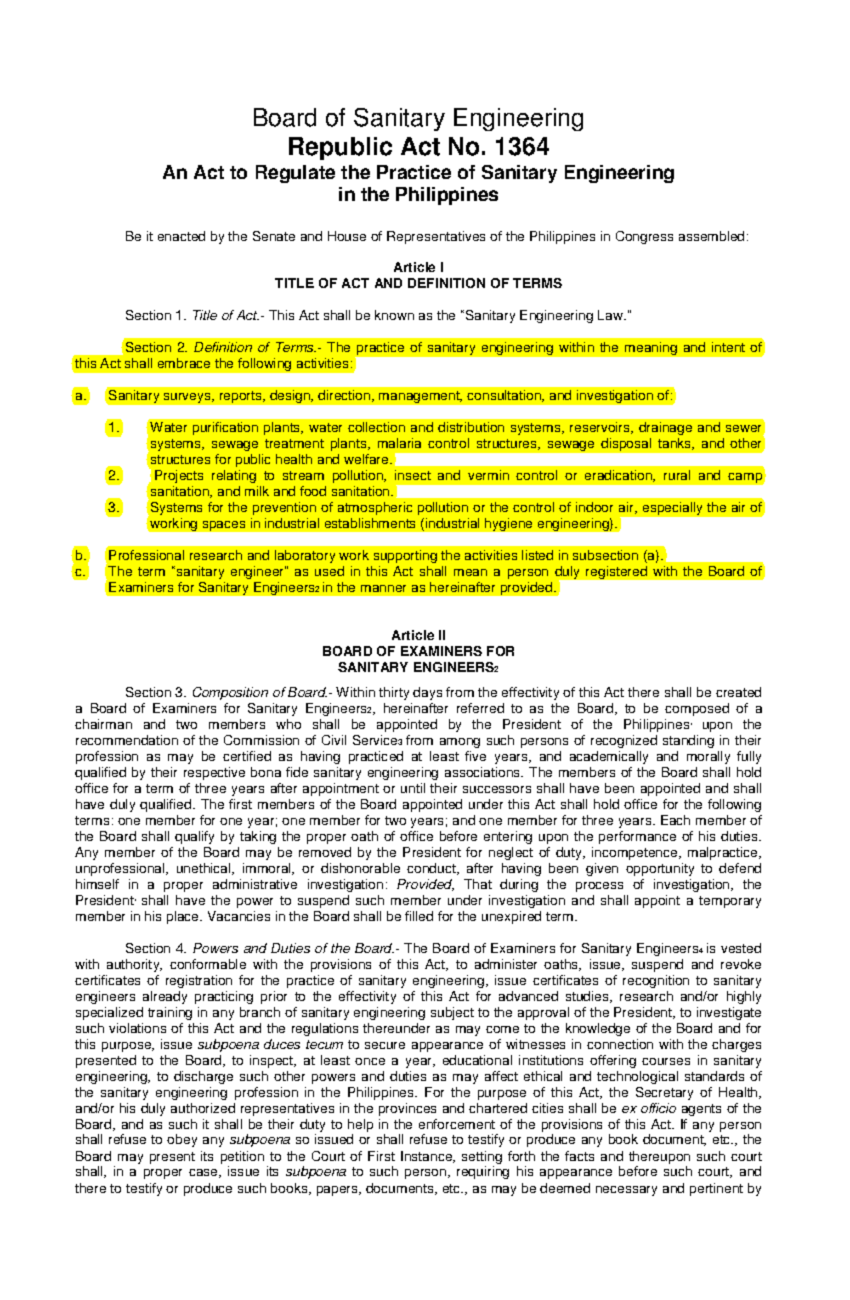 4. RA-1364-Saniatry-Engineering-Law - Board of Sanitary Engineering ...