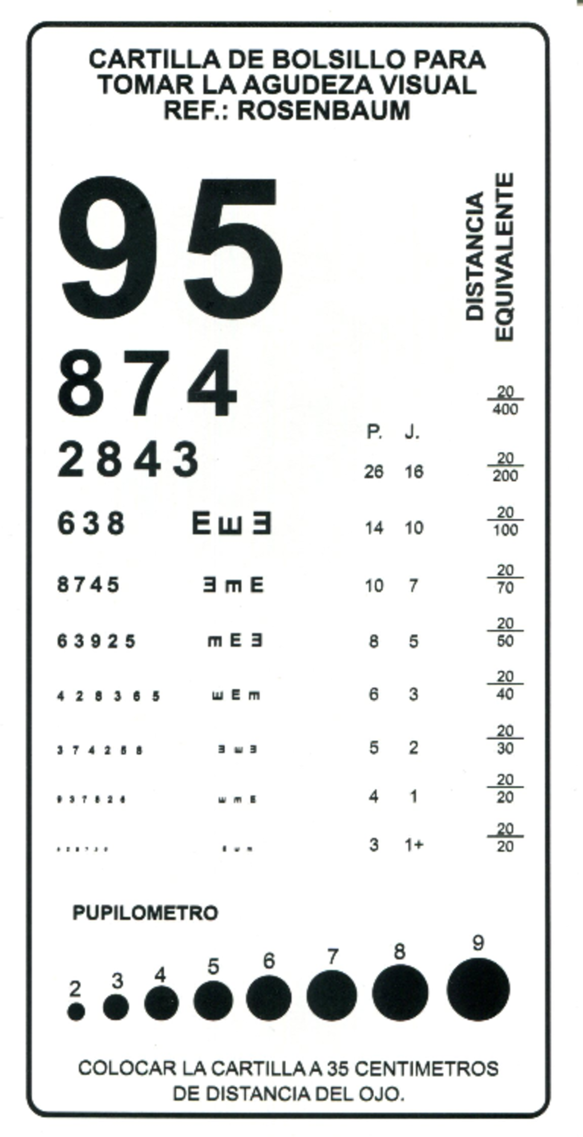 Rosenbaum, agudeza visual - CARTILLA DE BOLSILLO PARA TOMAR LA AGUDEZA ...