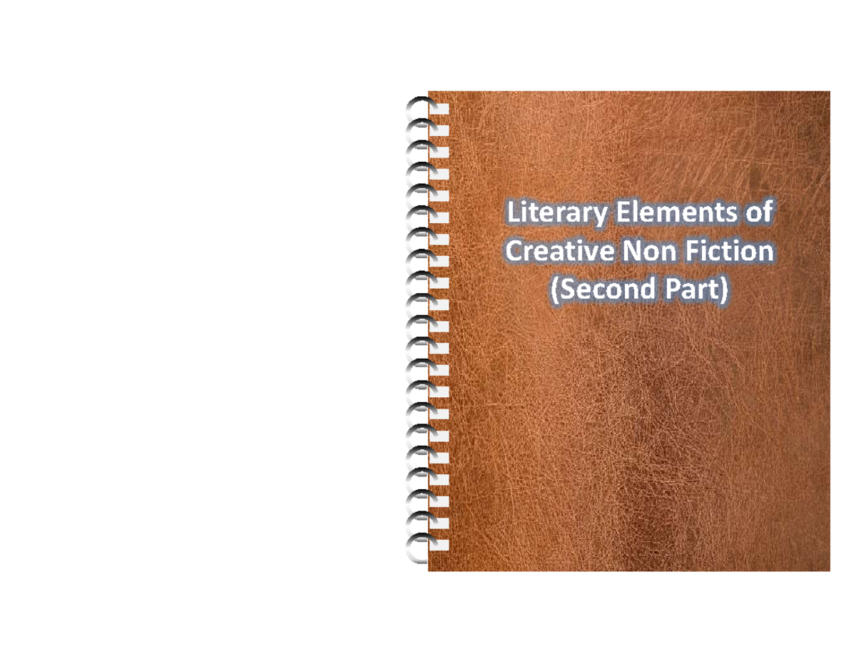 CNF WEEK5 - to learn - Literary Elements of Creative Non Fiction ...