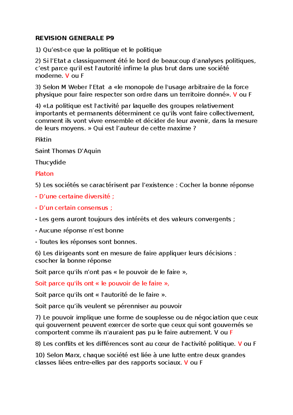 Revision Generale P9 - de rien - REVISION GENERALE P Qu’est-ce que la ...