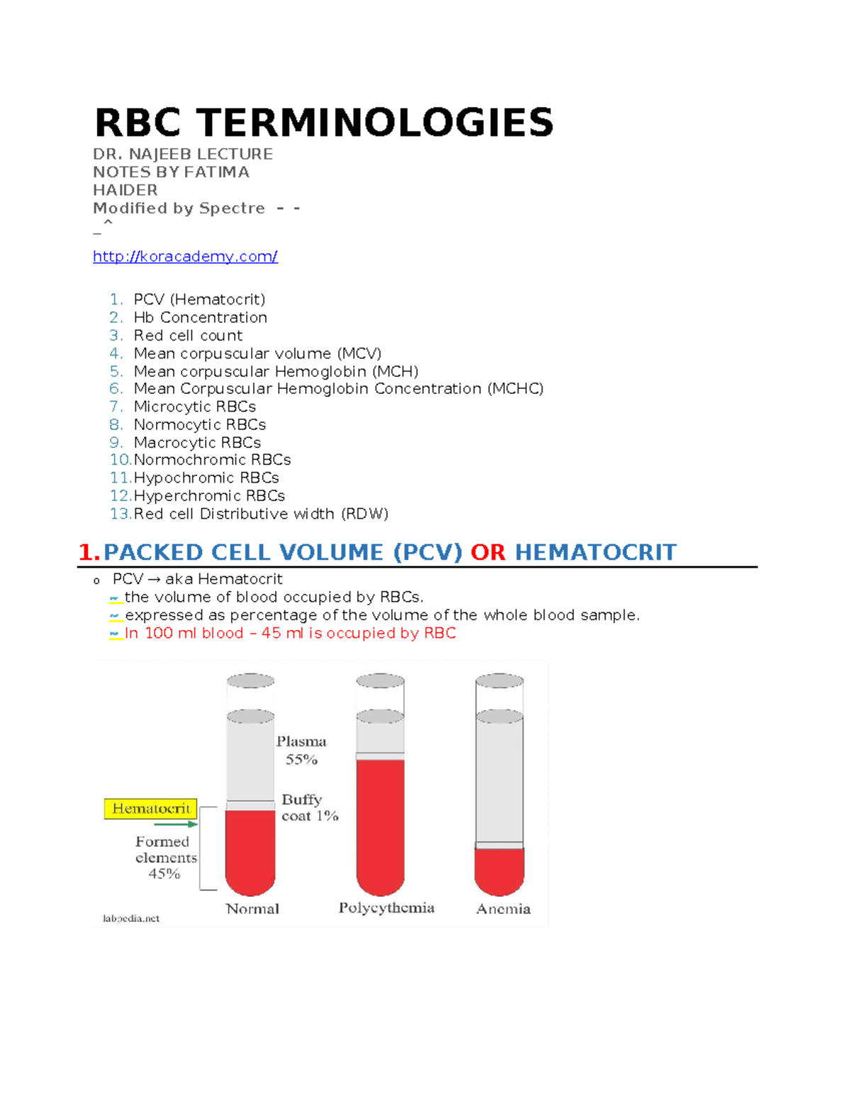 2 b - DR Najeeb RBCs Indices - RBC TERMINOLOGIES DR. NAJEEB LECTURE ...