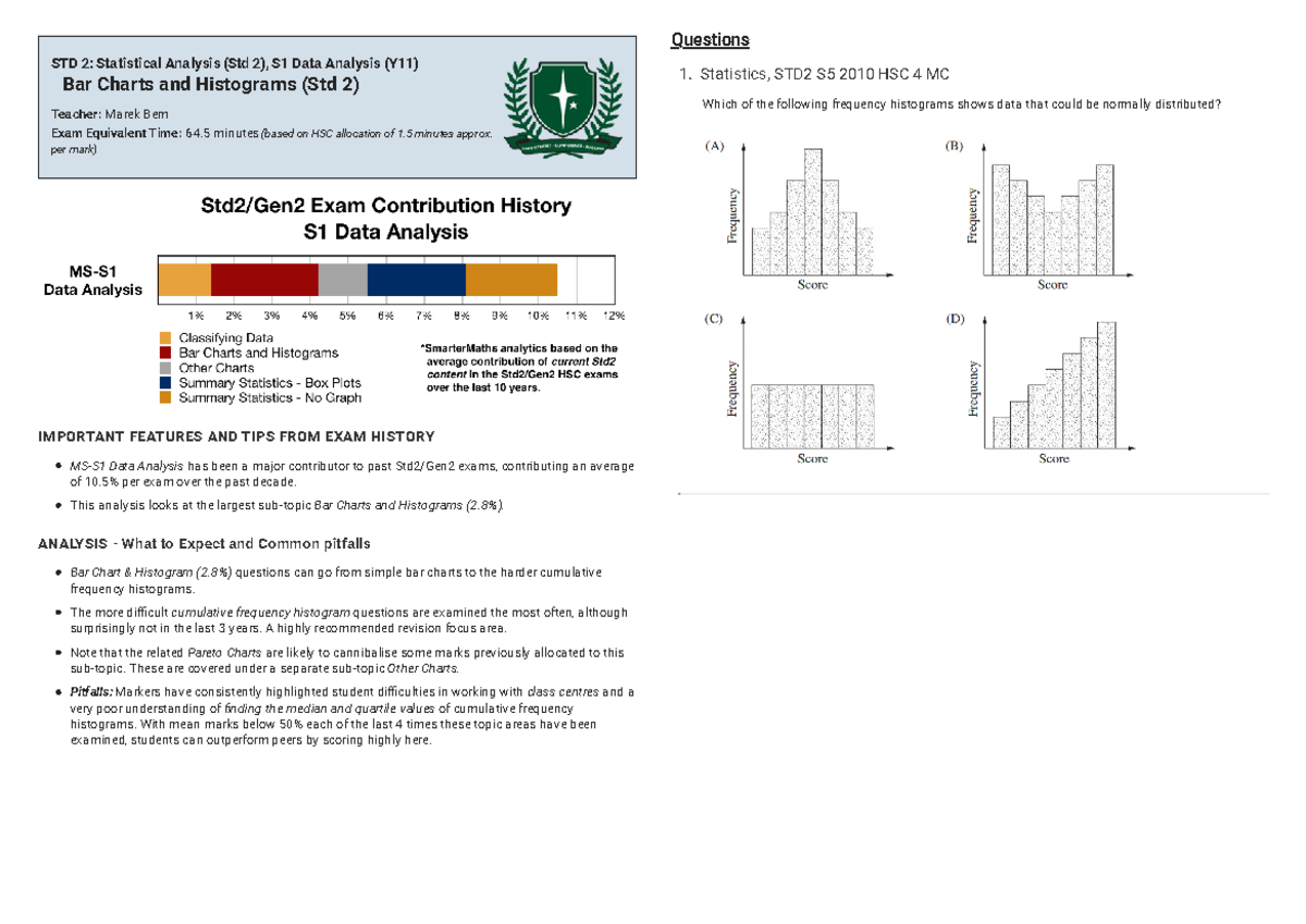 Bar Charts and Histograms (Std 2) - STD 2: Statistical Analysis (Std 2 ...