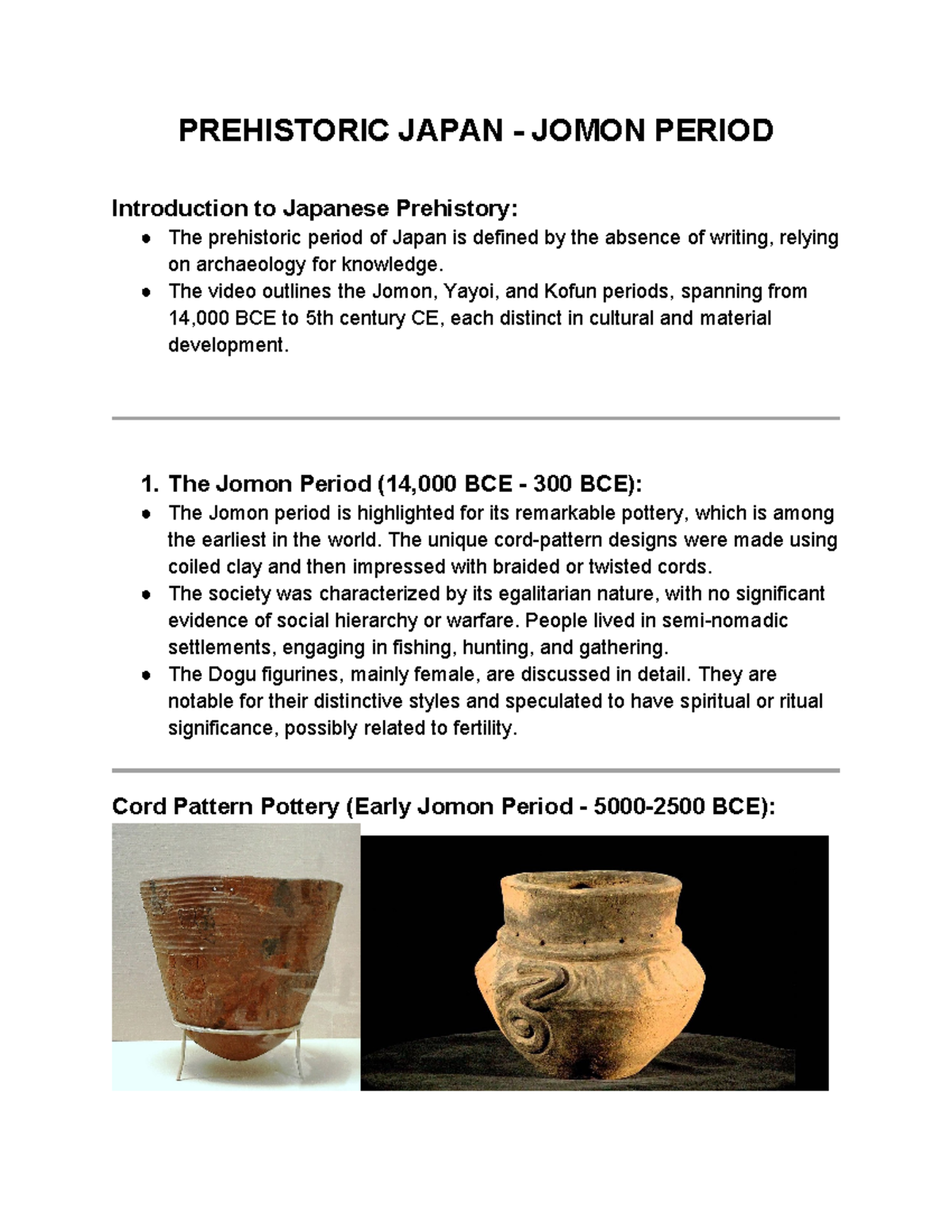 Prehistoric Japan - Jomon Period - PREHISTORIC JAPAN - JOMON PERIOD ...